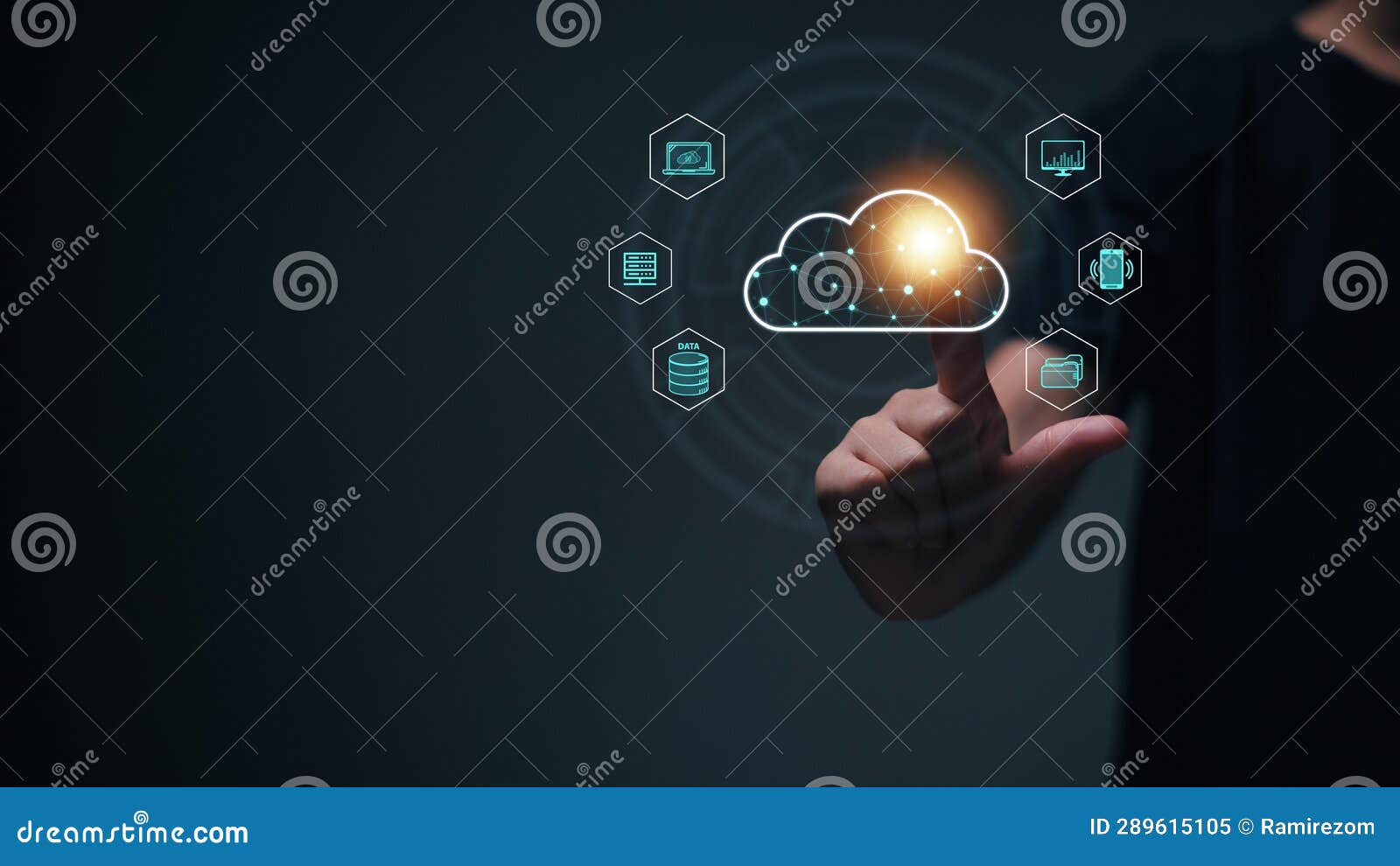 Businessman with Cloud Computing Diagram Show on Hand. Cloud Technology. Data Storage Stock ...