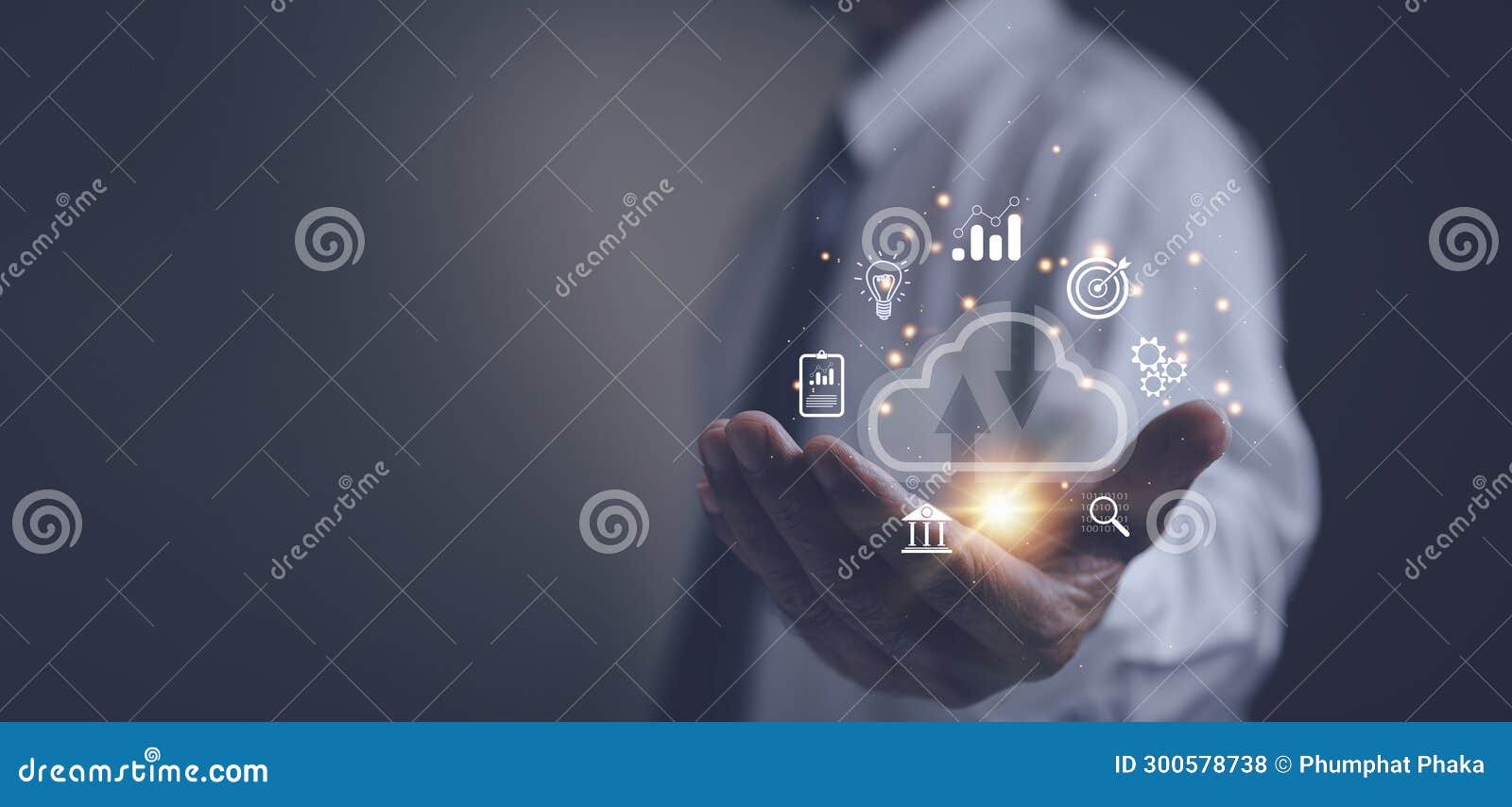 Businessman with Cloud Computing Diagram Showing in Hand Cloud ...