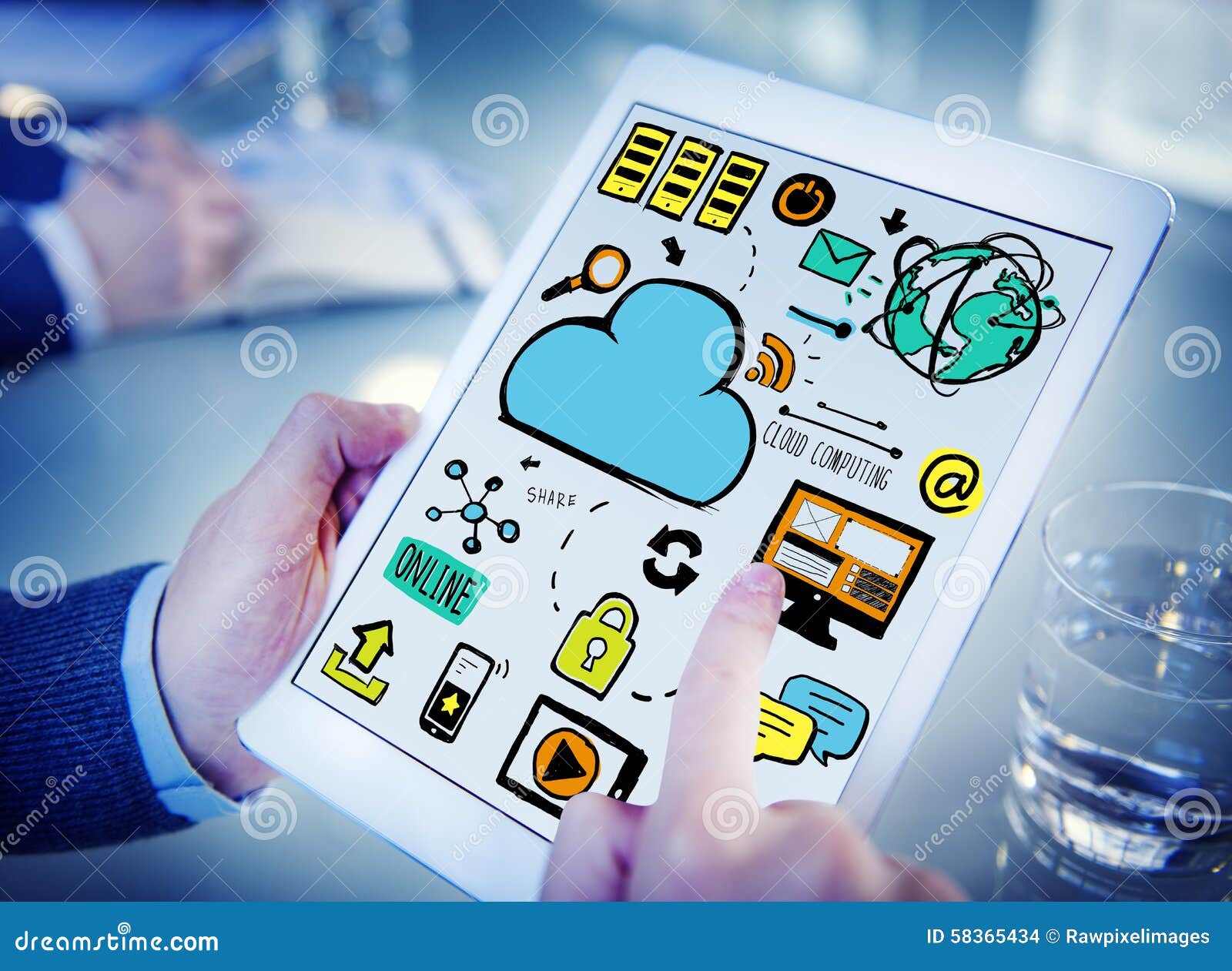 Businessman Cloud Computing Digital Devices Working Concept Stock Photo ...