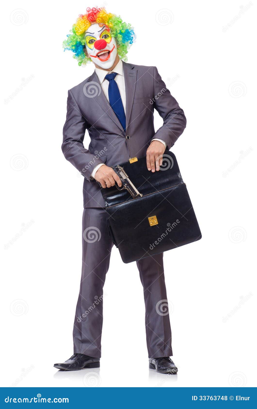 Businessman clown with gun stock photo. Image of costume - 33763748