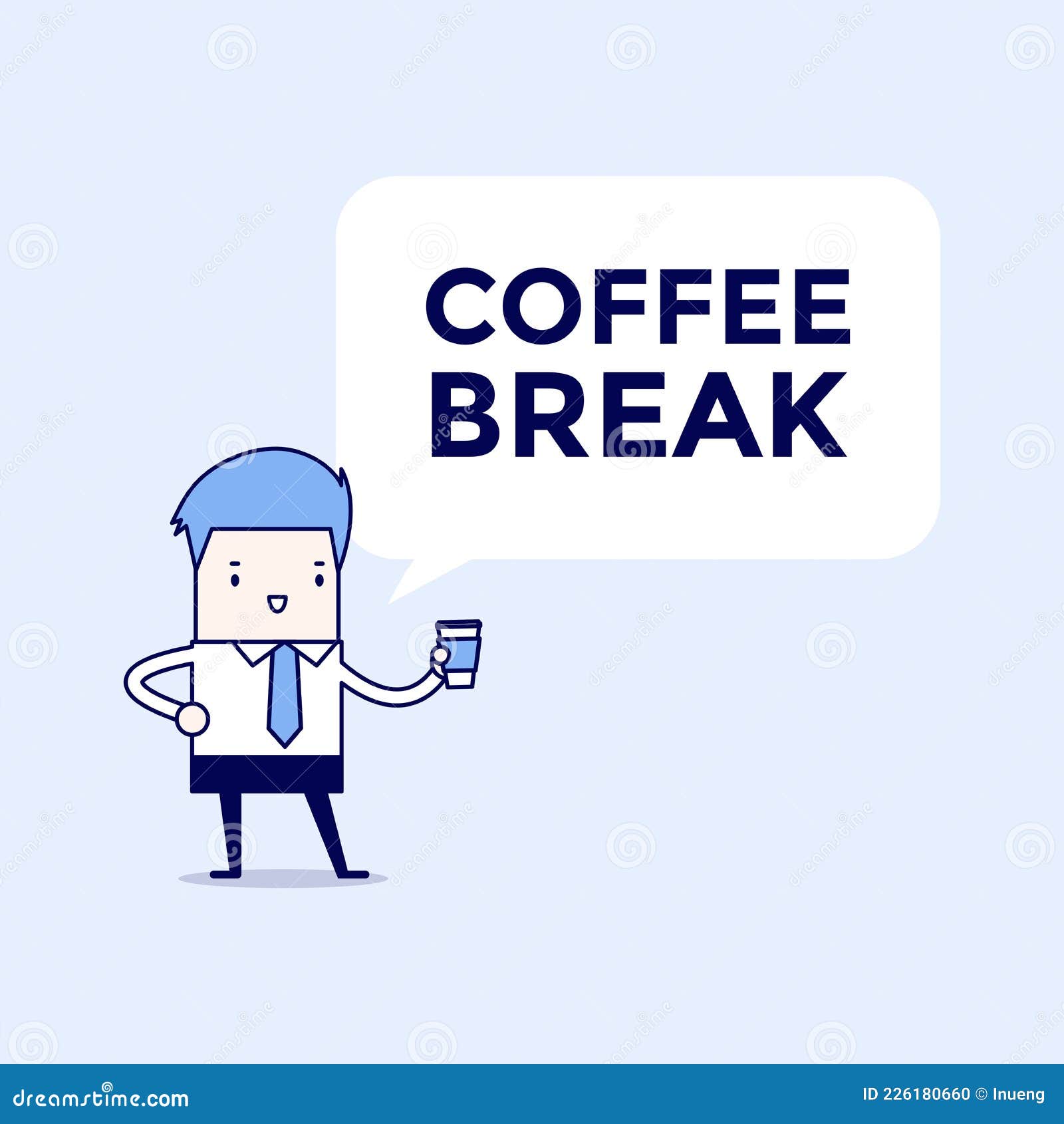 Businessman Coffee Break. Cartoon Character Thin Line Style Vector ...