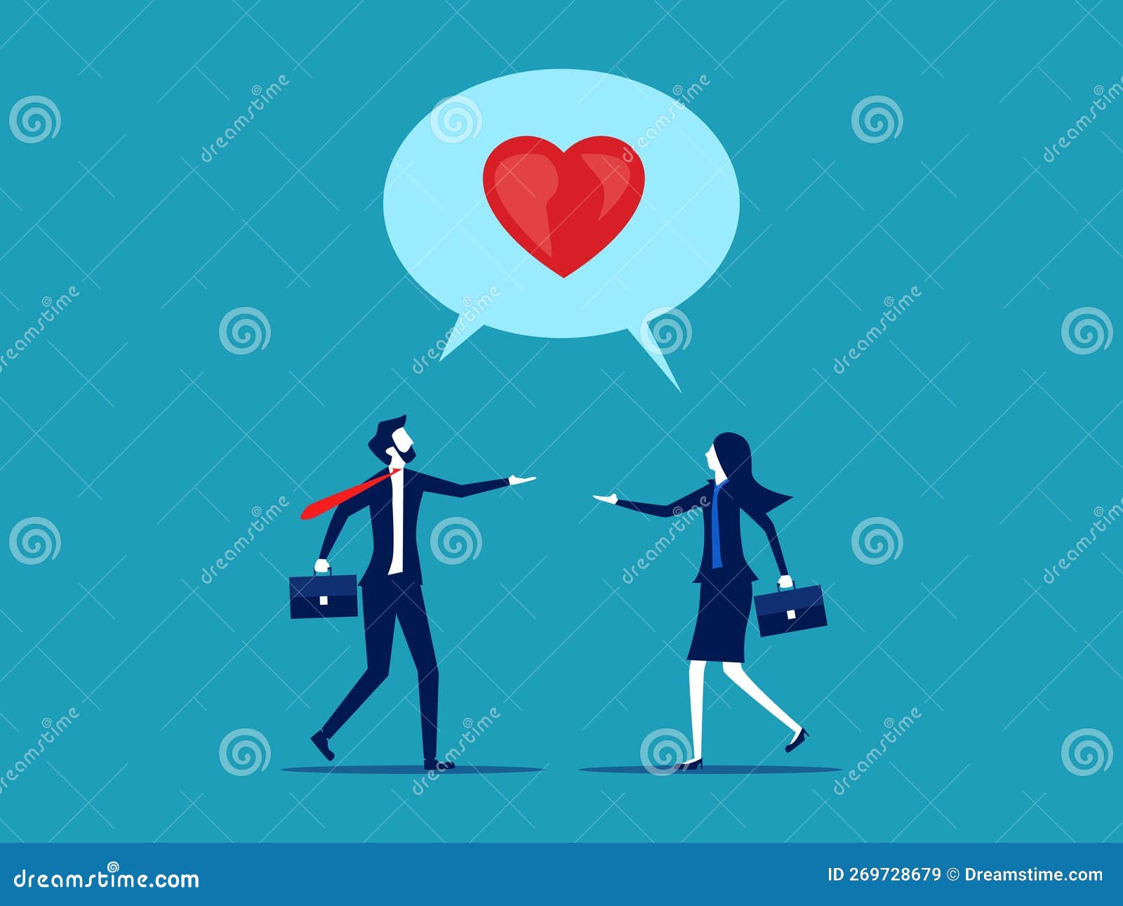 Businessman and Colleague Having the Same Heart in Speech Bubble ...