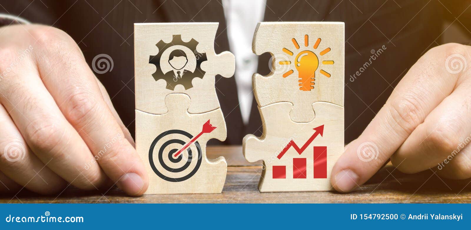 Businessman Collects Puzzles with the Image of the Attributes of Doing ...