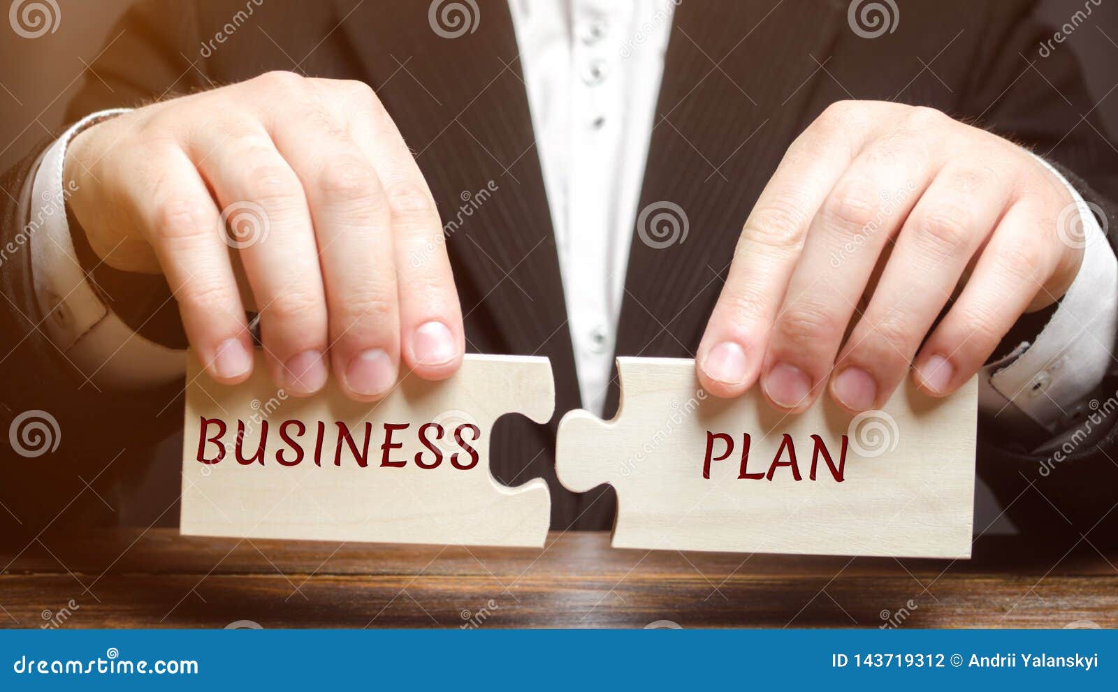 Businessman Collects Puzzles with the Word Business Plan. Business ...