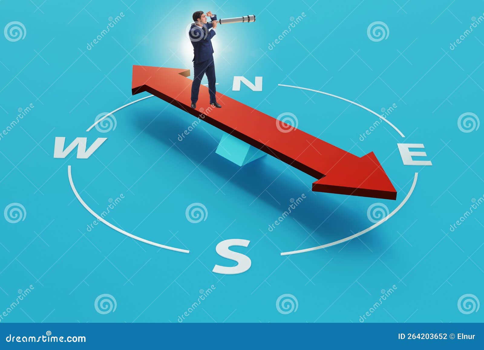 Businessman with Compass Looking for Direction Stock Illustration ...