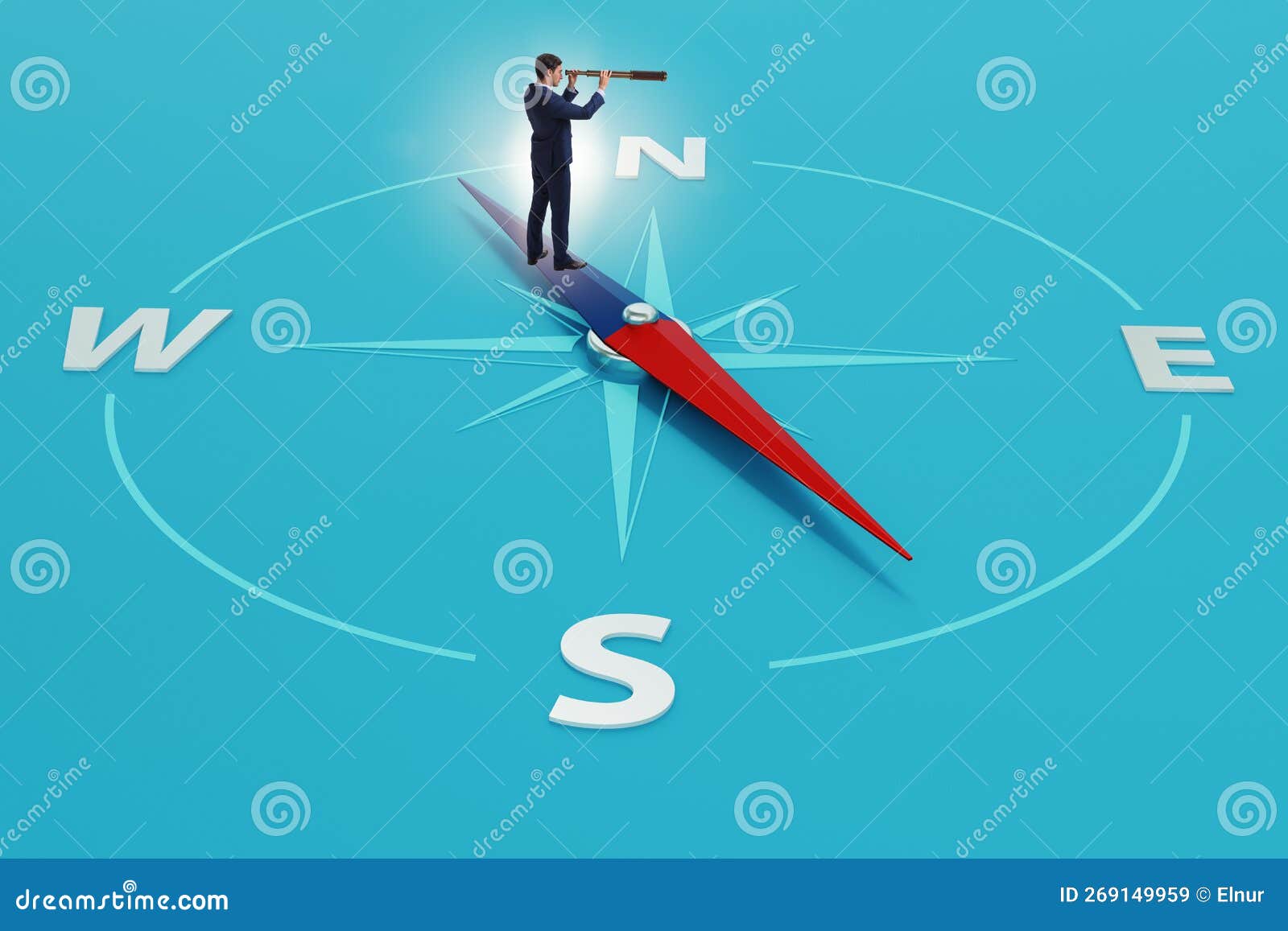 Businessman with Compass Looking for Direction Stock Illustration ...
