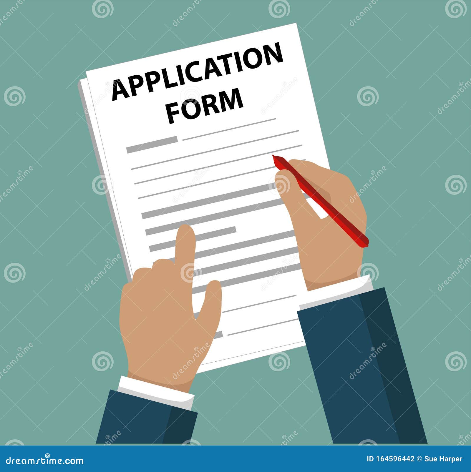 Businessman Completing Application Form with Pen in Hand Stock ...