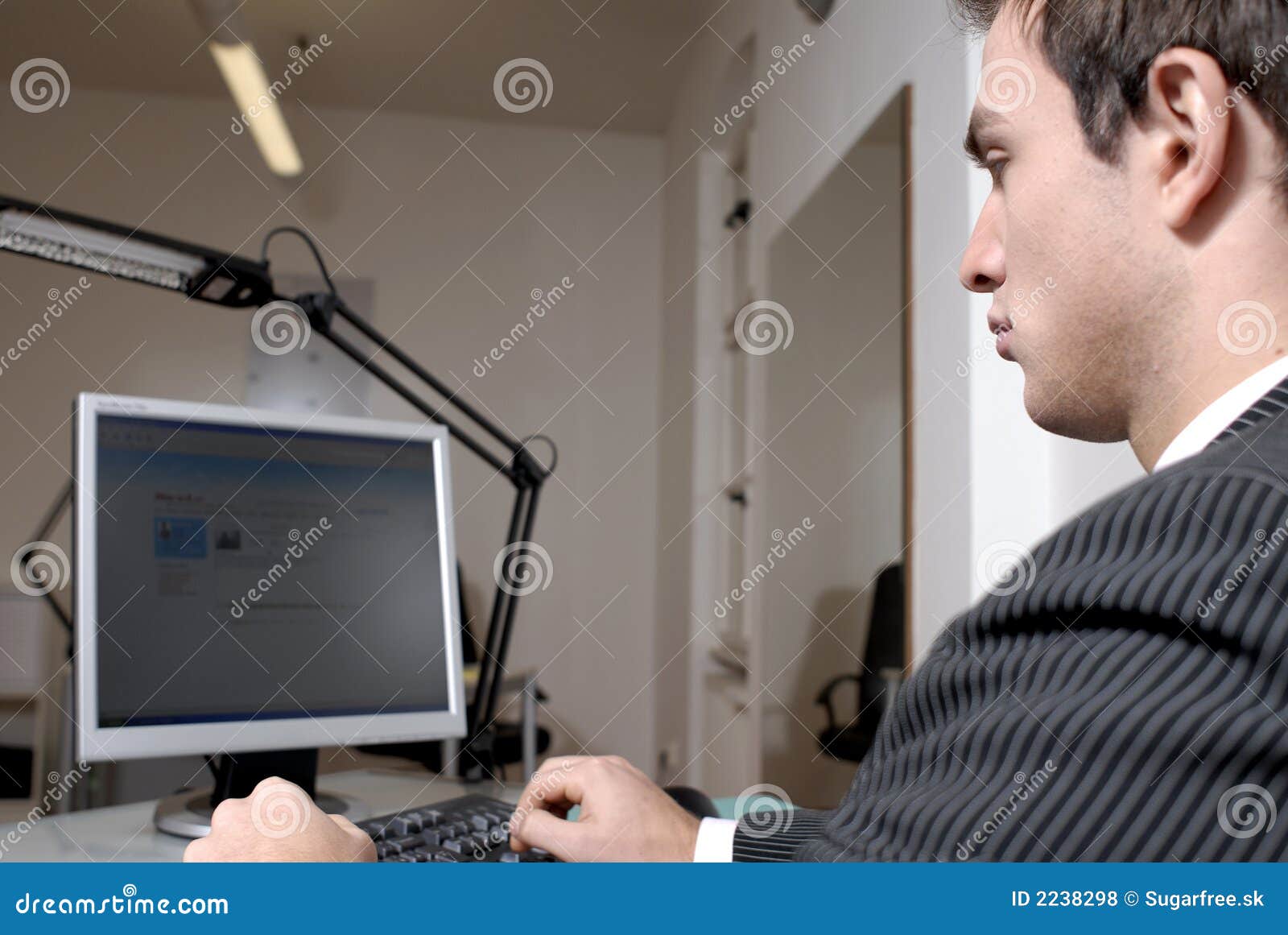 Businessman at Computer stock photo. Image of data, computer - 2238298