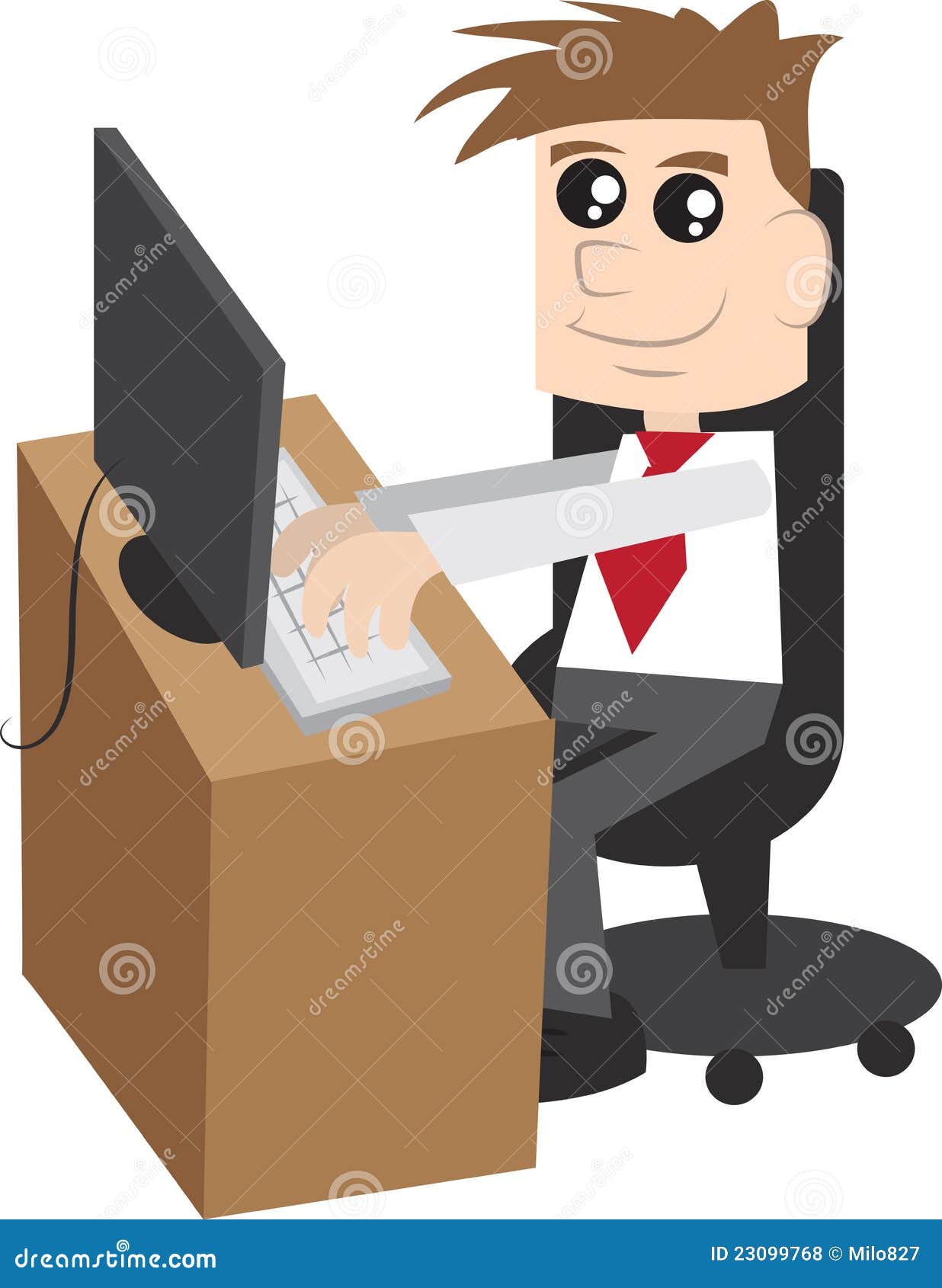 Businessman at a computer stock vector. Illustration of network - 23099768