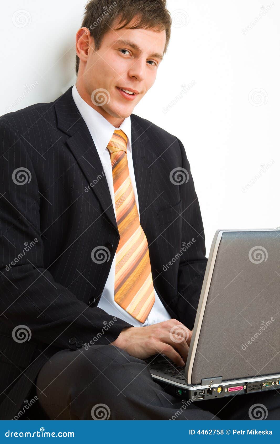 Businessman with computer stock photo. Image of finger - 4462758