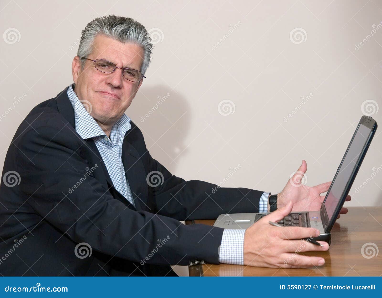 Businessman at computer stock image. Image of laptop, agreement - 5590127