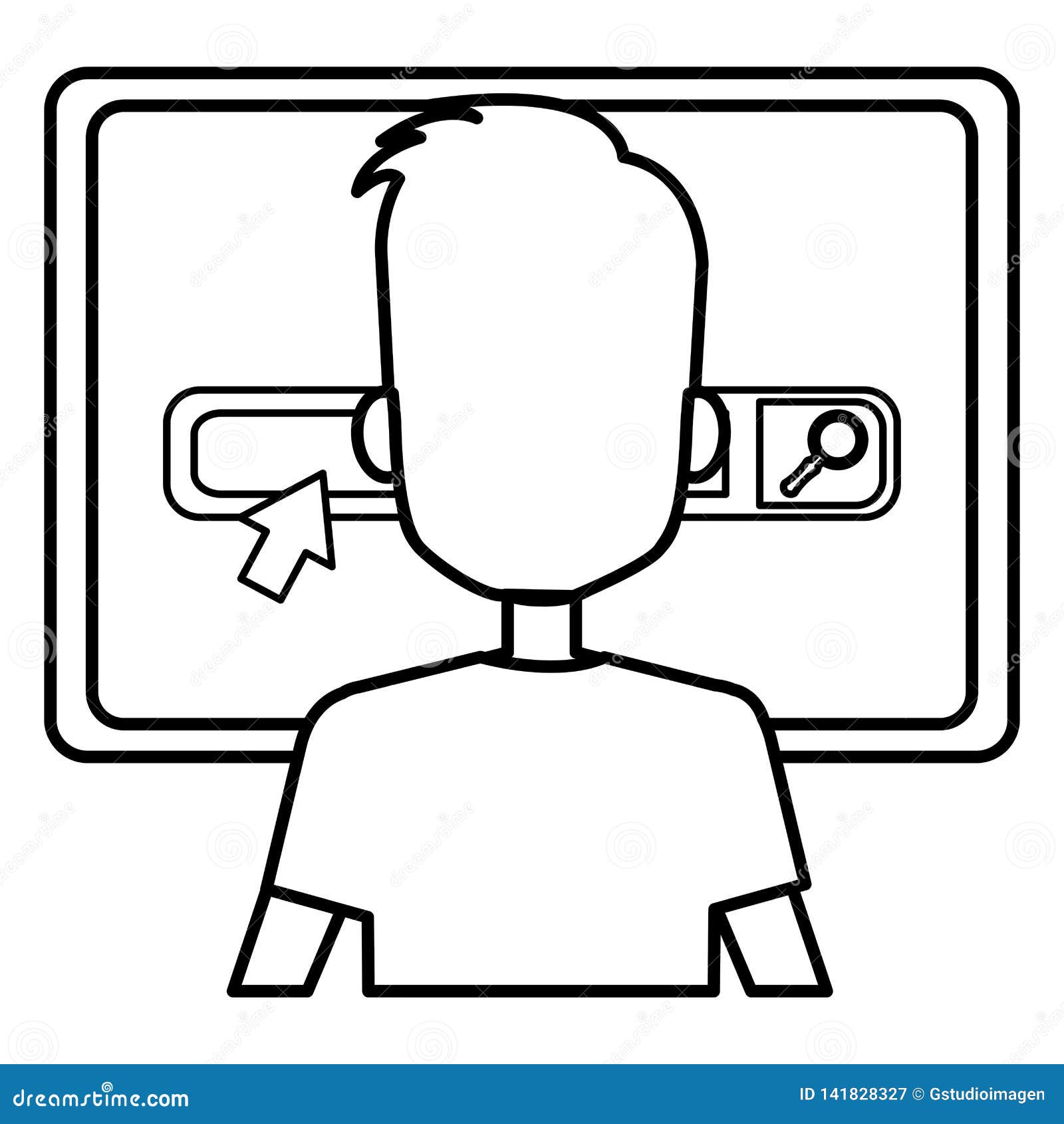 Businessman with Computer Avatar Stock Vector - Illustration of manager ...