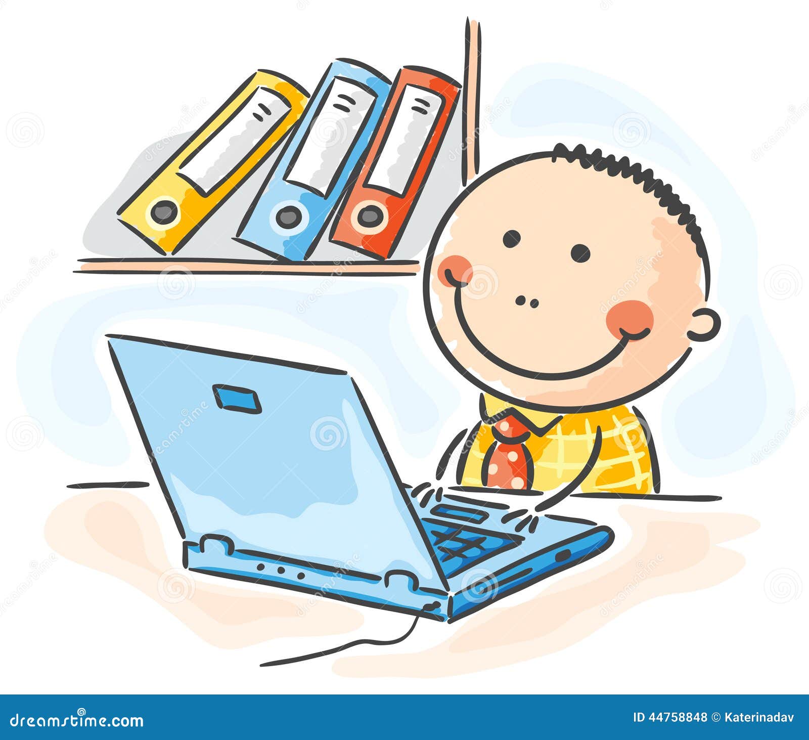 Businessman at the Computer Stock Vector - Illustration of happy ...