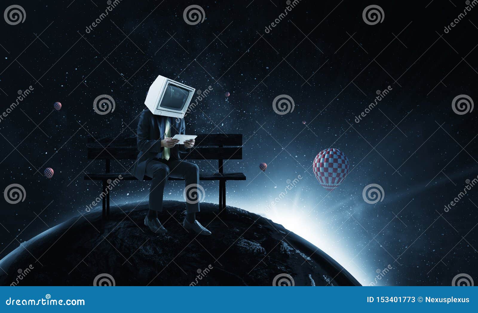 Businessman with Computer Head. Business Efficiency Concept. Stock ...