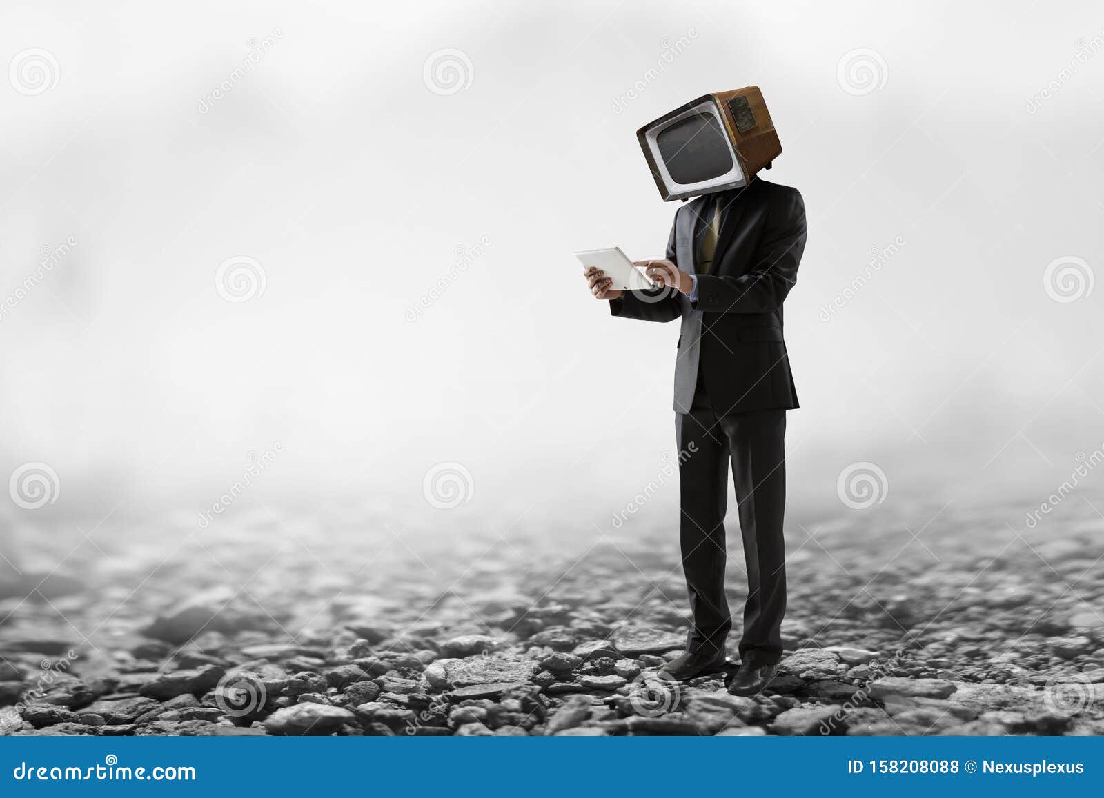 Businessman with Computer Head. Business Efficiency Concept. Stock ...