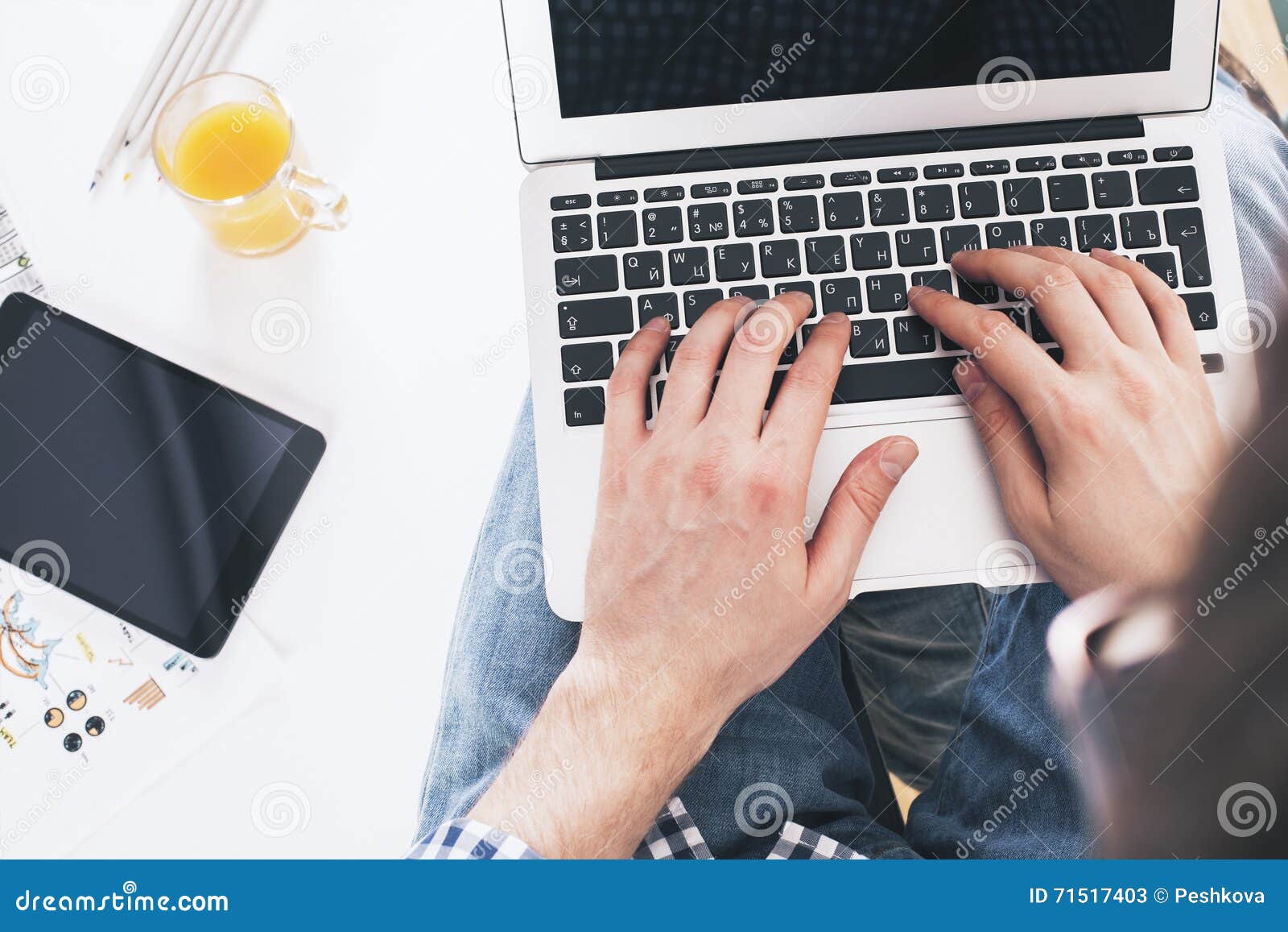 Businessman with Computer on Lap Stock Image - Image of keyboard, human ...