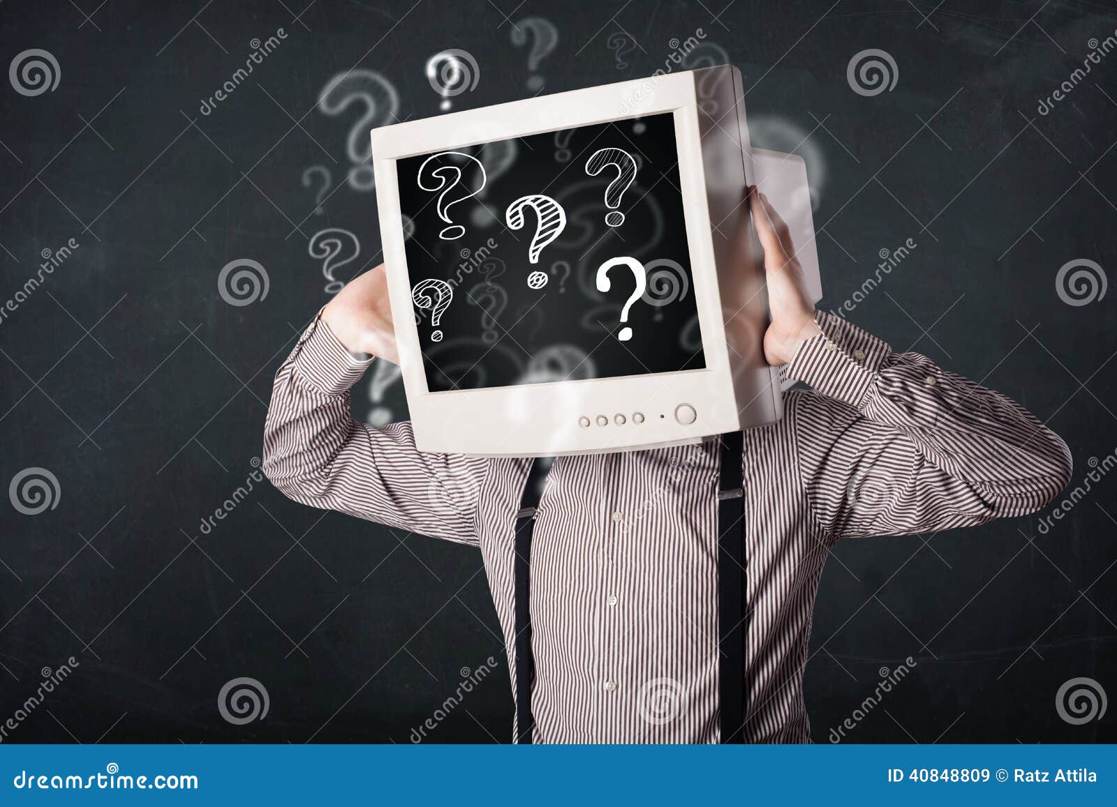 Businessman with a Computer Monitor Head Stock Image - Image of icon ...