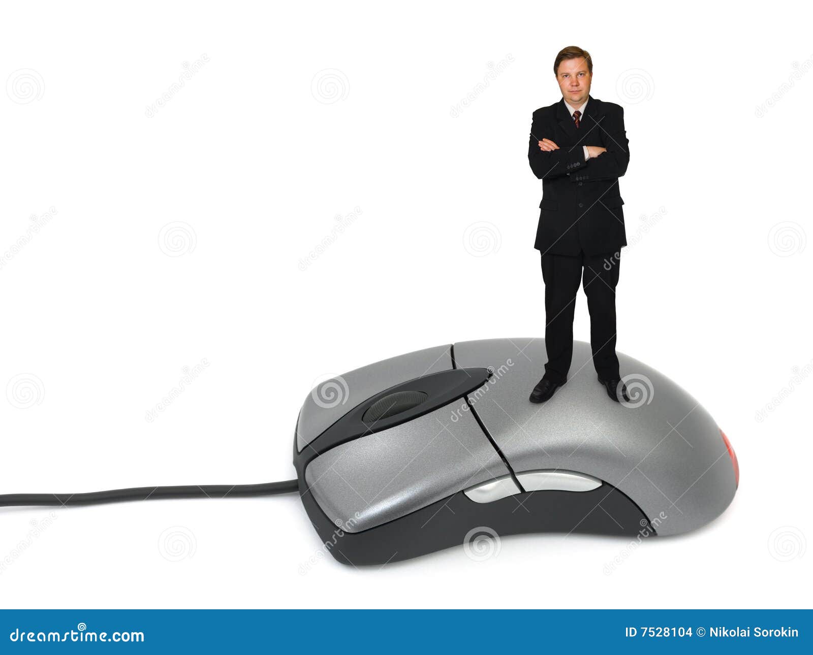 Businessman on Computer Mouse Stock Photo - Image of human, design: 7528104