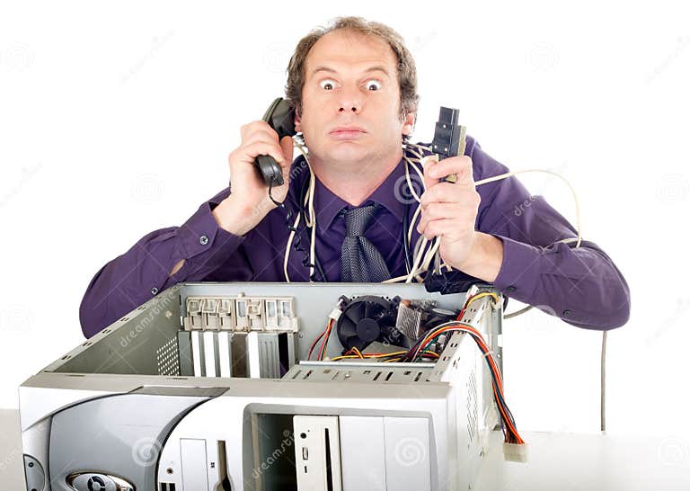Businessman computer panic stock image. Image of hardware - 8873455