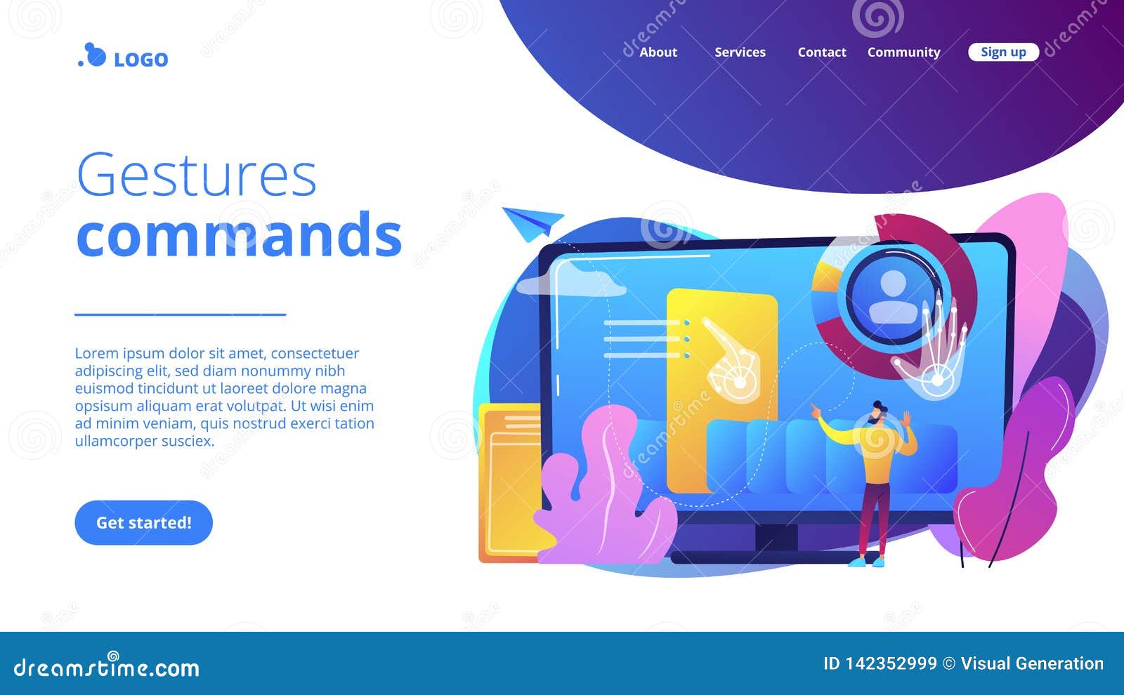 Gesture Recognition Concept Landing Page. Stock Vector - Illustration ...