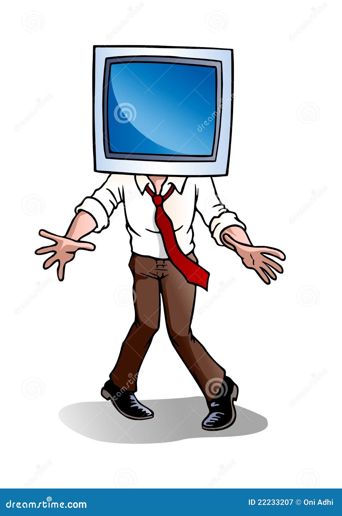 Businessman With Computer Screen For Head Stock Illustration ...
