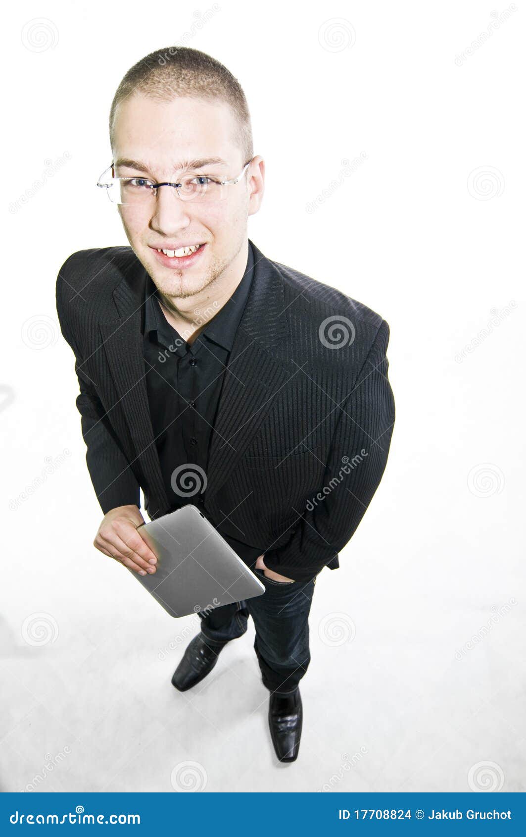 Businessman with Computer Tablet Standing Stock Photo - Image of ...