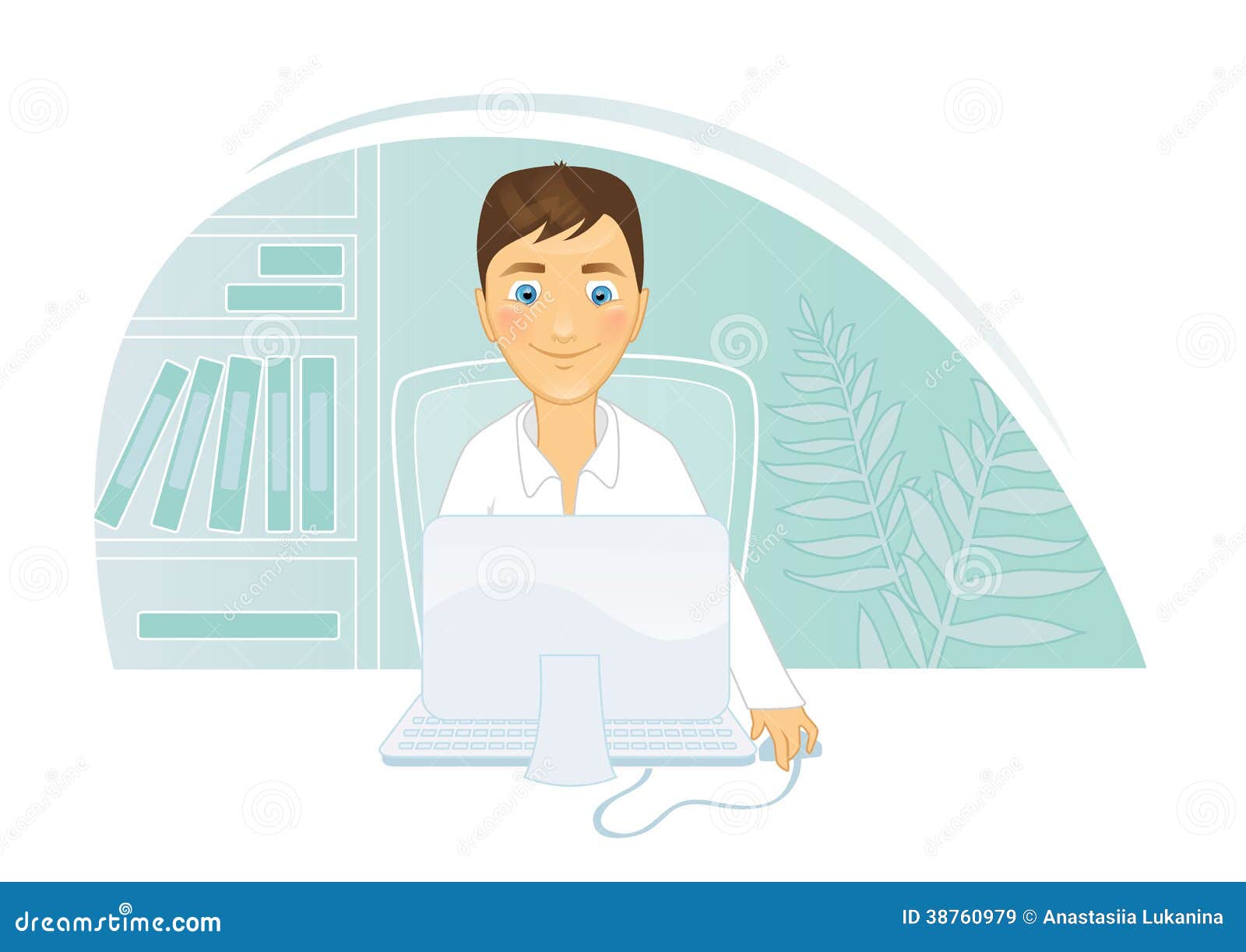 Businessman with computer stock vector. Illustration of person - 38760979