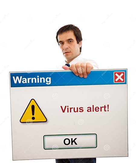 Businessman with Computer Virus Alert Stock Image - Image of corporate ...