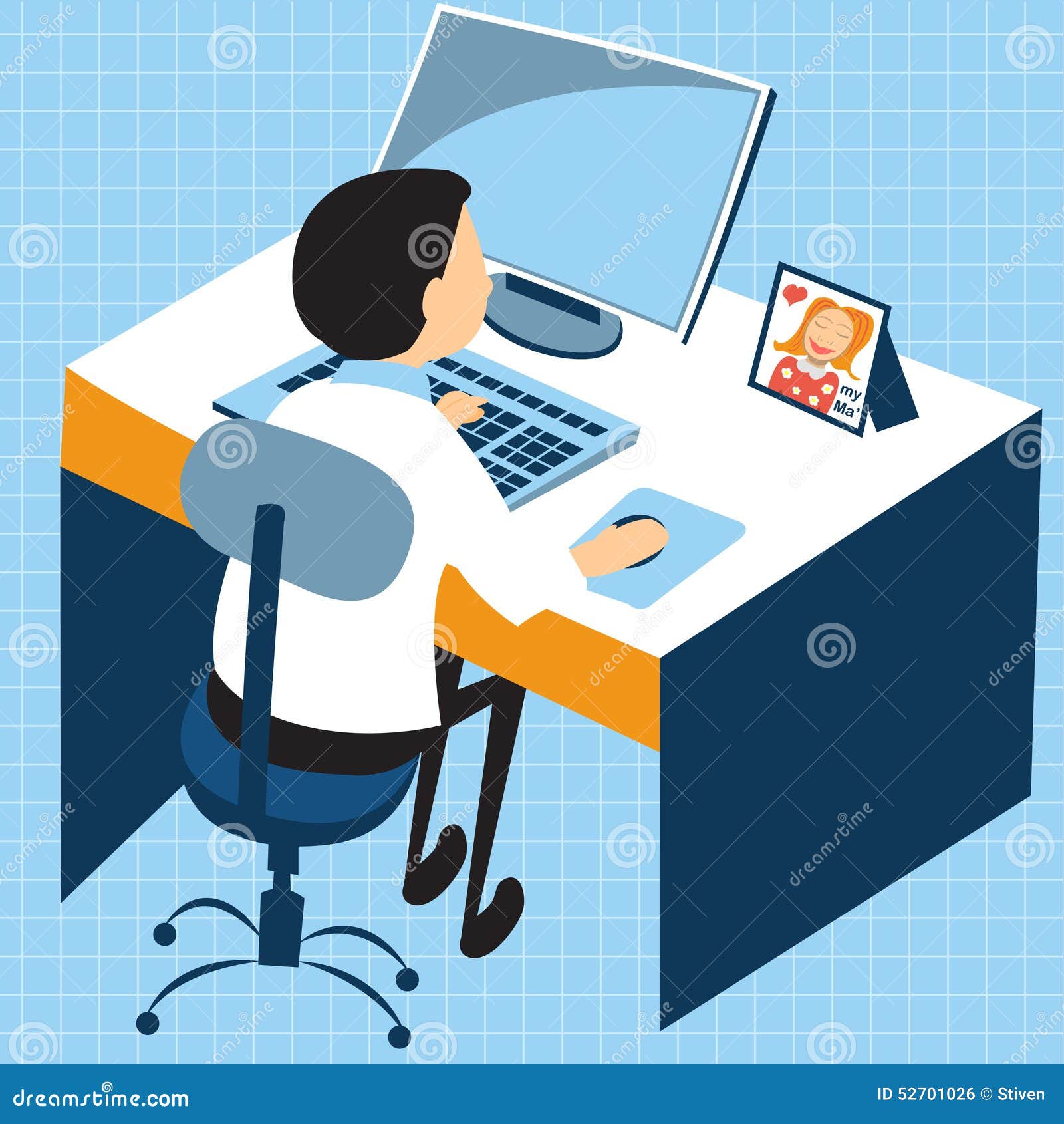 Businessman computer work stock vector. Illustration of desk - 52701026