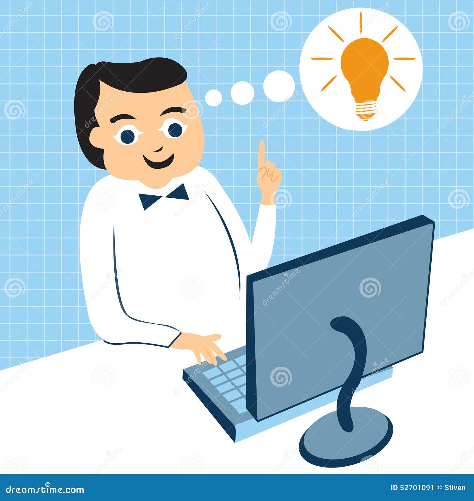 Businessman computer work stock vector. Illustration of person - 52701091