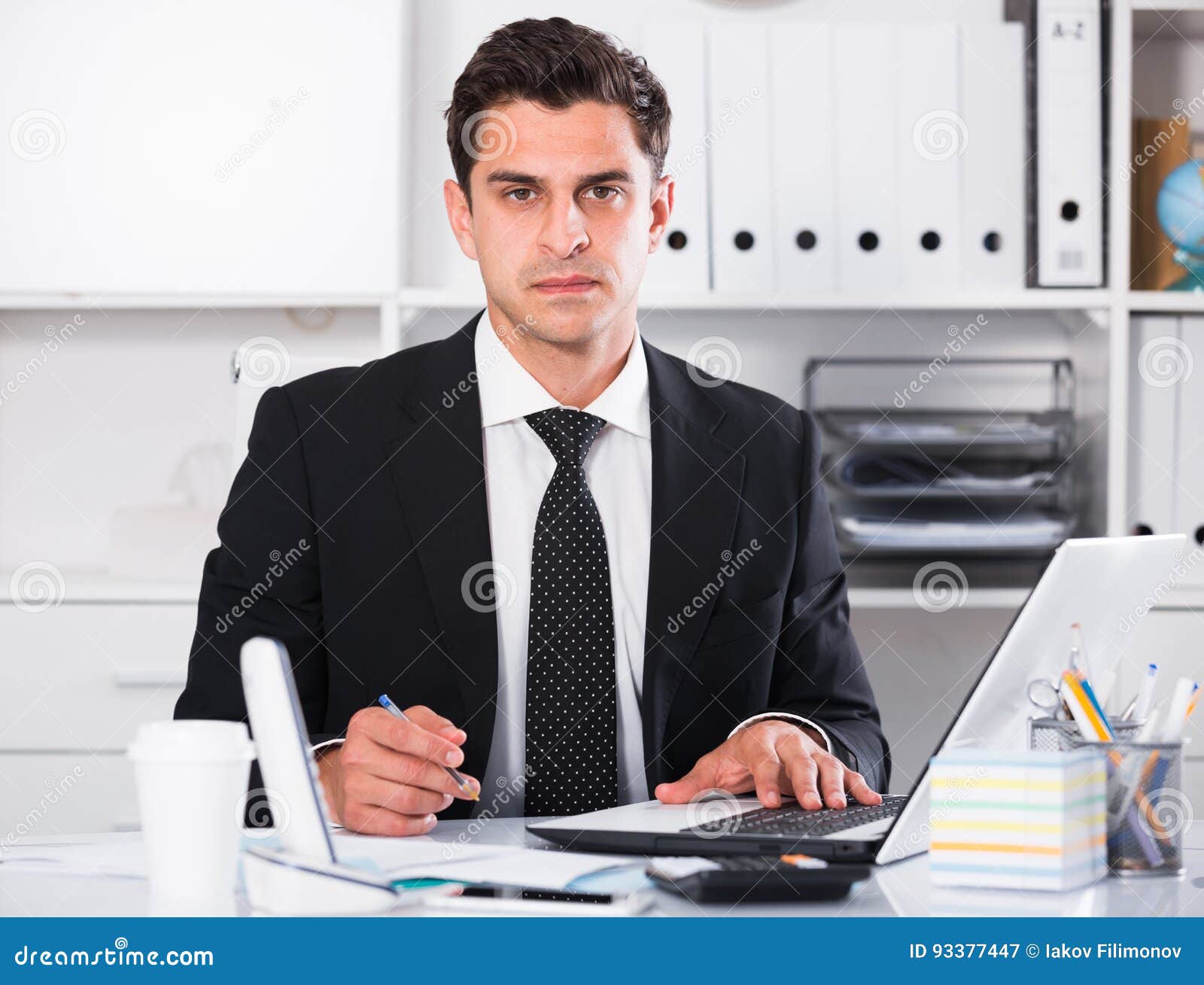 Businessman Concentrating on Work Stock Image - Image of adult ...