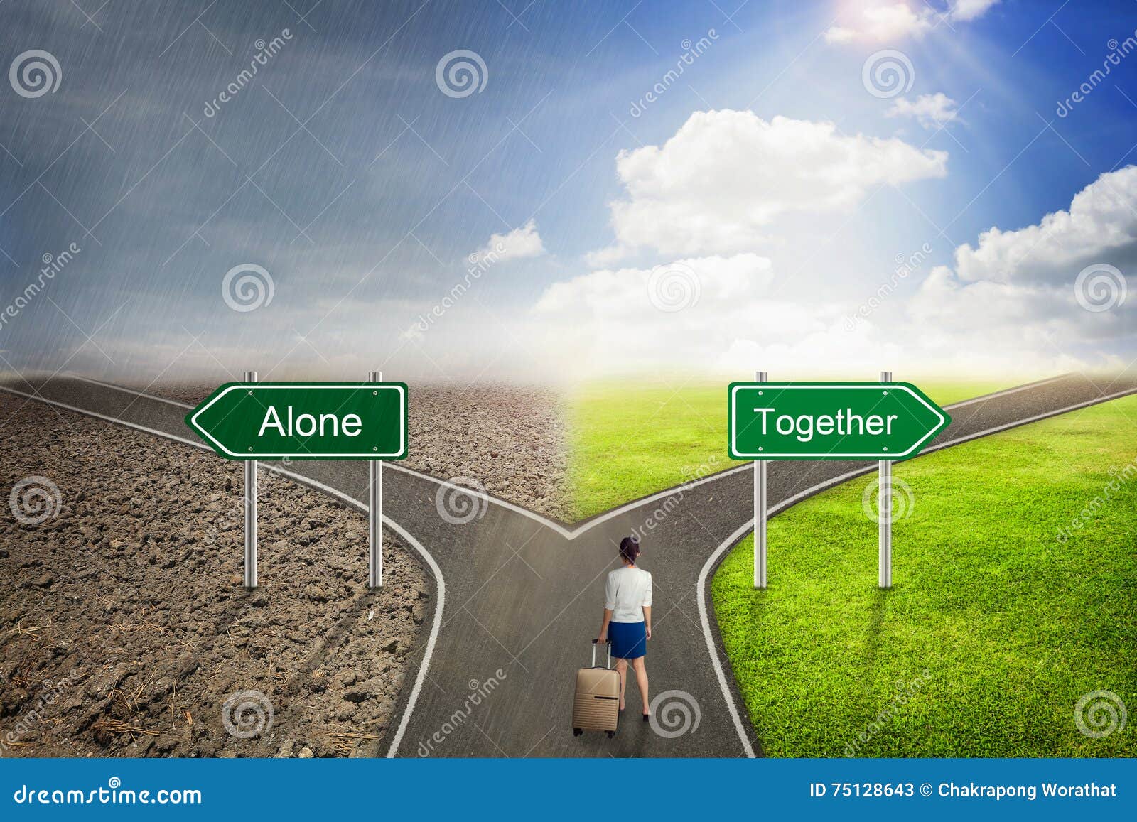 Businessman Concept, Alone or Together Road To the Correct Way. Stock ...