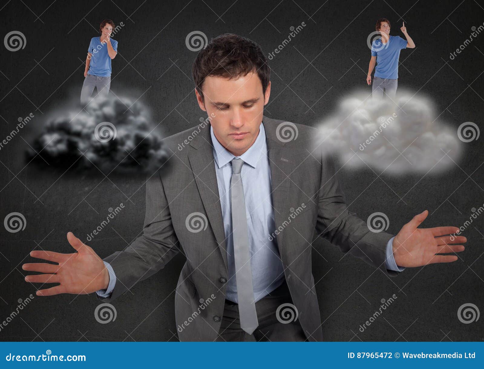 Businessman Confused between Being Good or Bad Conscience Stock ...