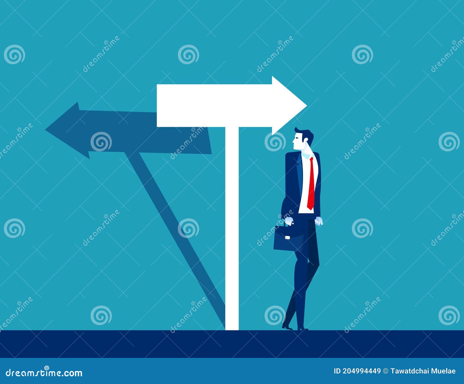 Businessman Confused with the Direction of the Arrow Sign. the Arrow ...