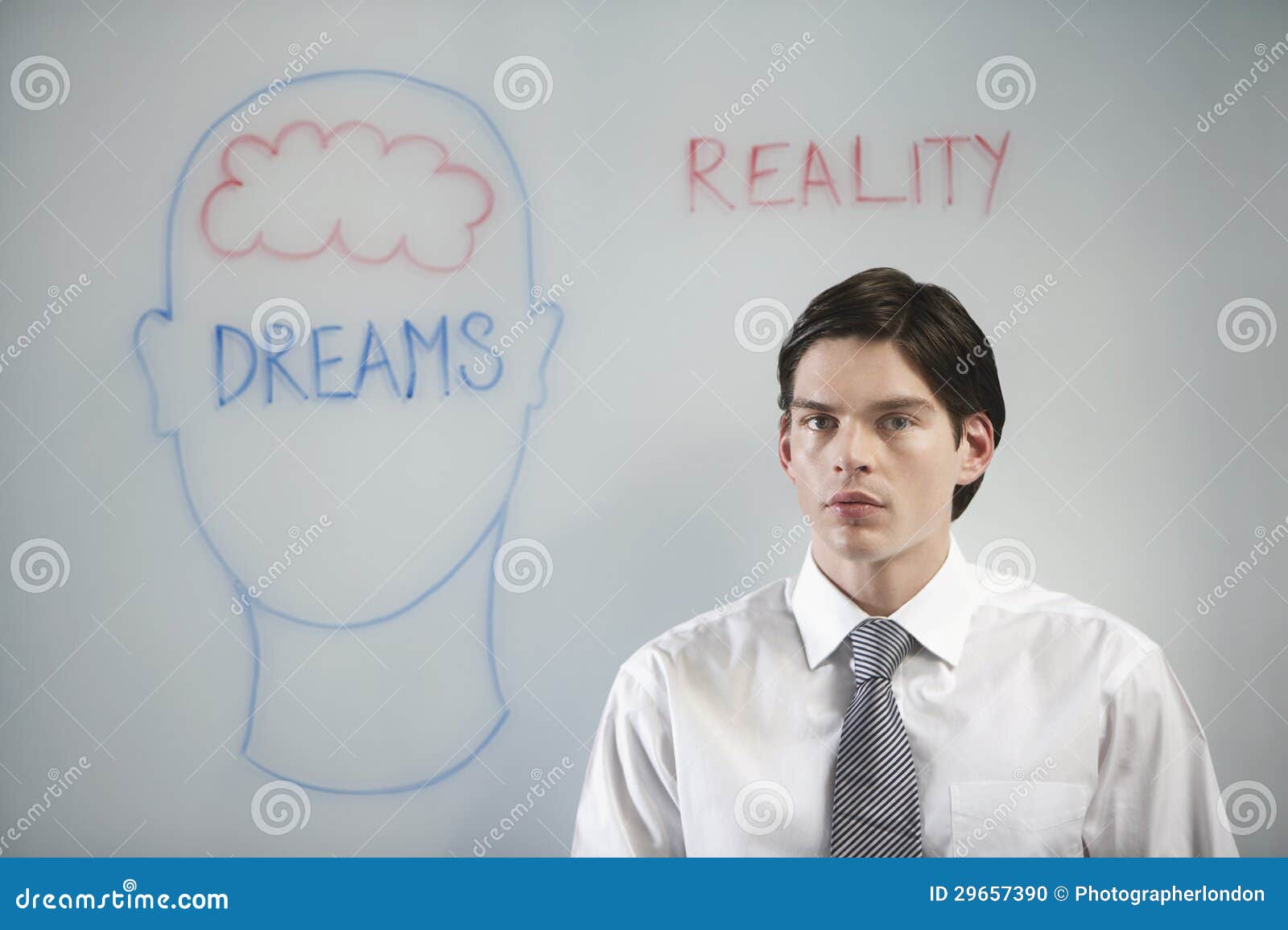 Businessman Confused between Dream and Reality Stock Photo - Image of ...