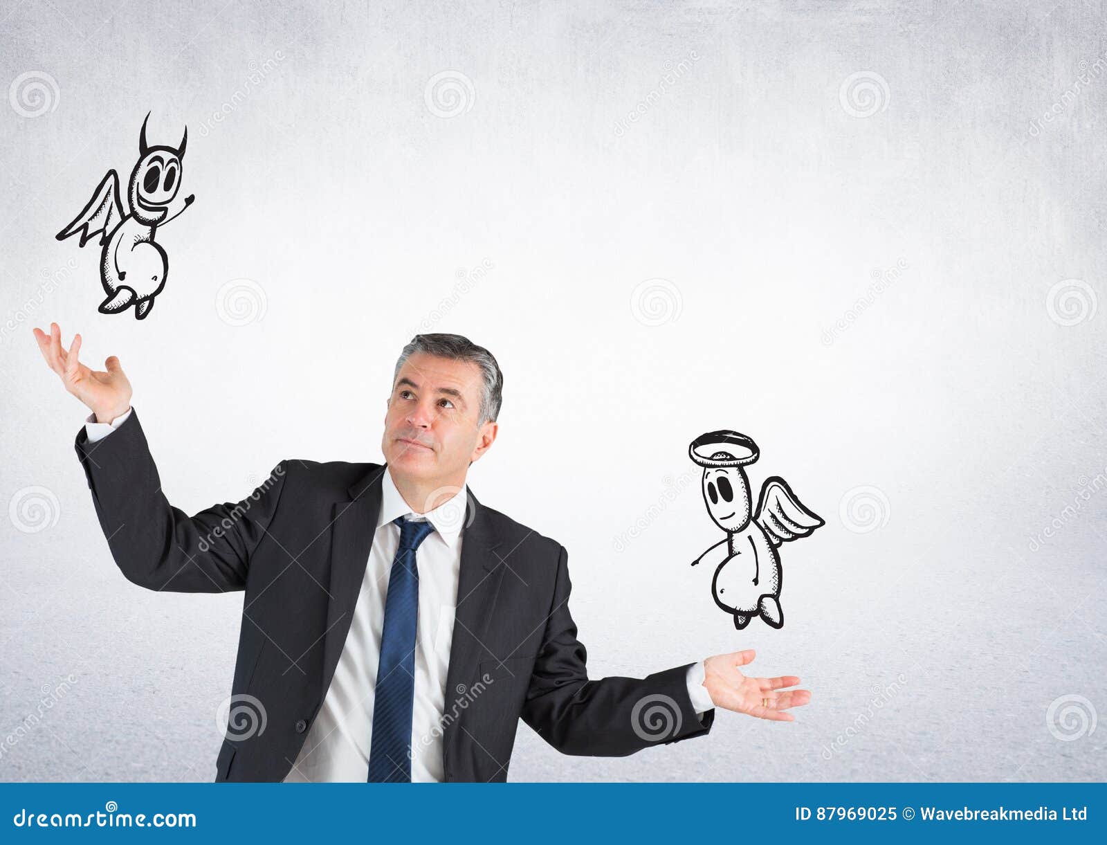 Businessman Confused with Good and Bad Conscience Stock Image - Image ...