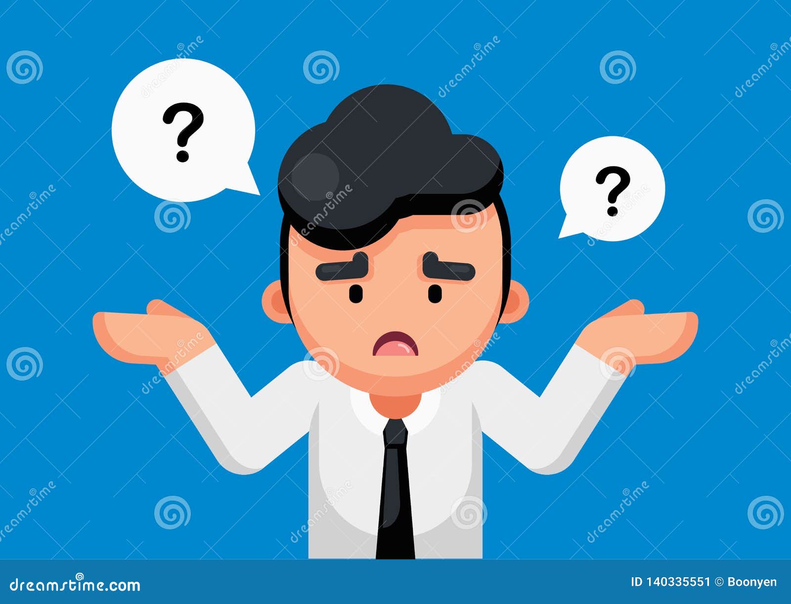 Businessman is Confusing and Thinking with Question Marks Sign, Vector ...
