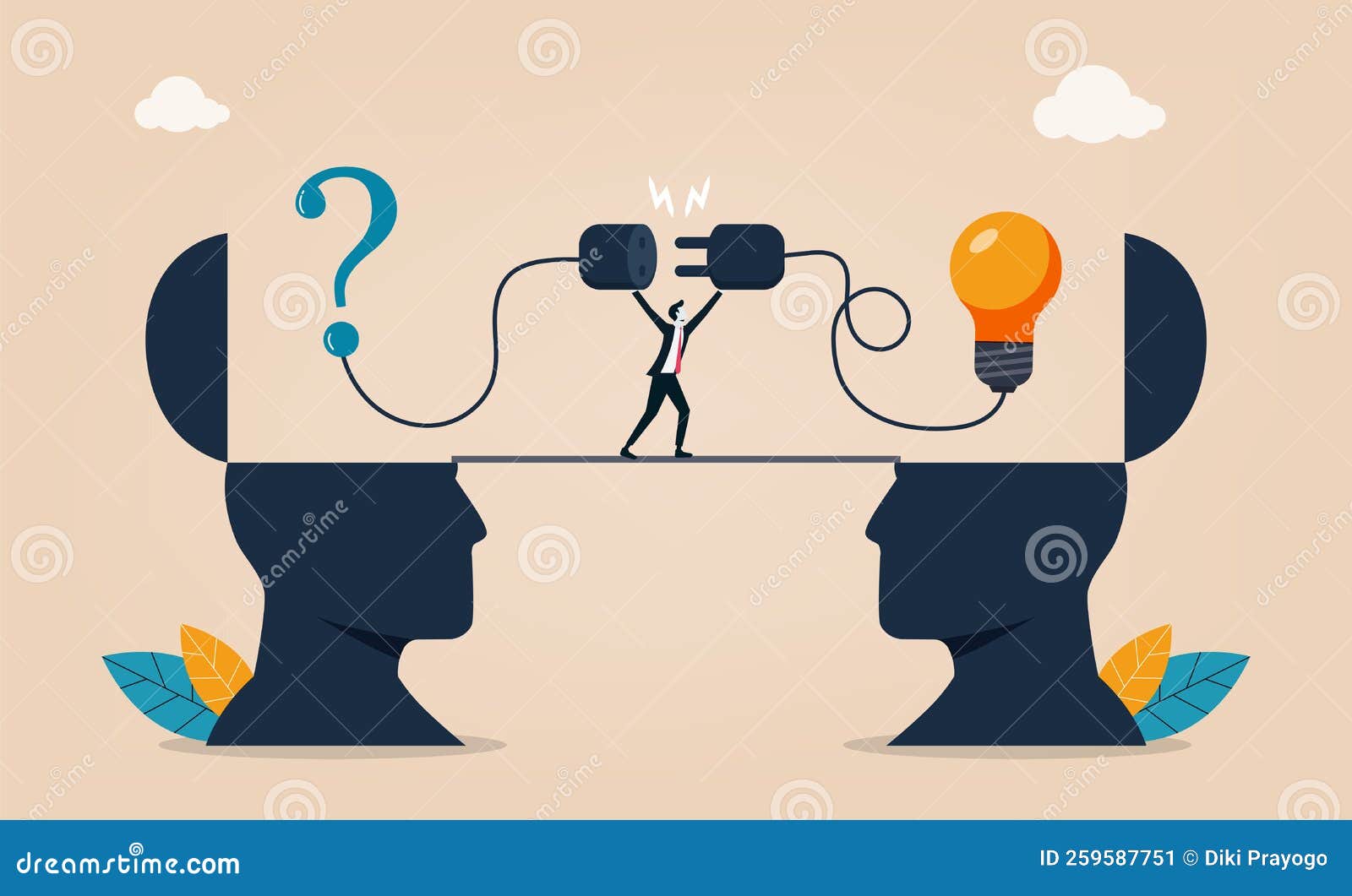 Businessman Connect Question Mark with Lightbulb Solution. Solution for ...