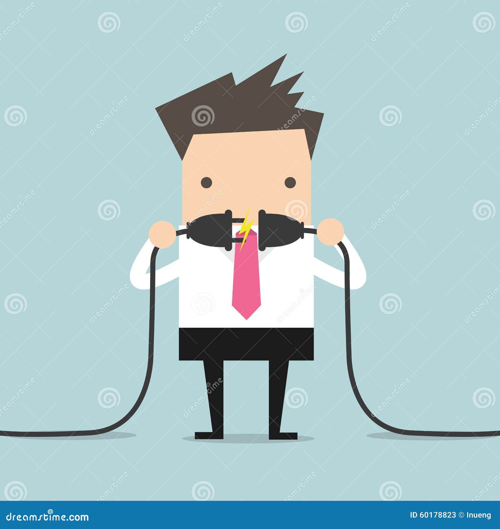 Businessman Connecting a Power Cord Stock Vector - Illustration of ...