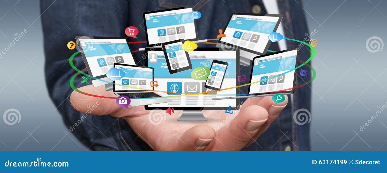 Businessman Connecting Tech Devices Stock Illustration - Illustration ...