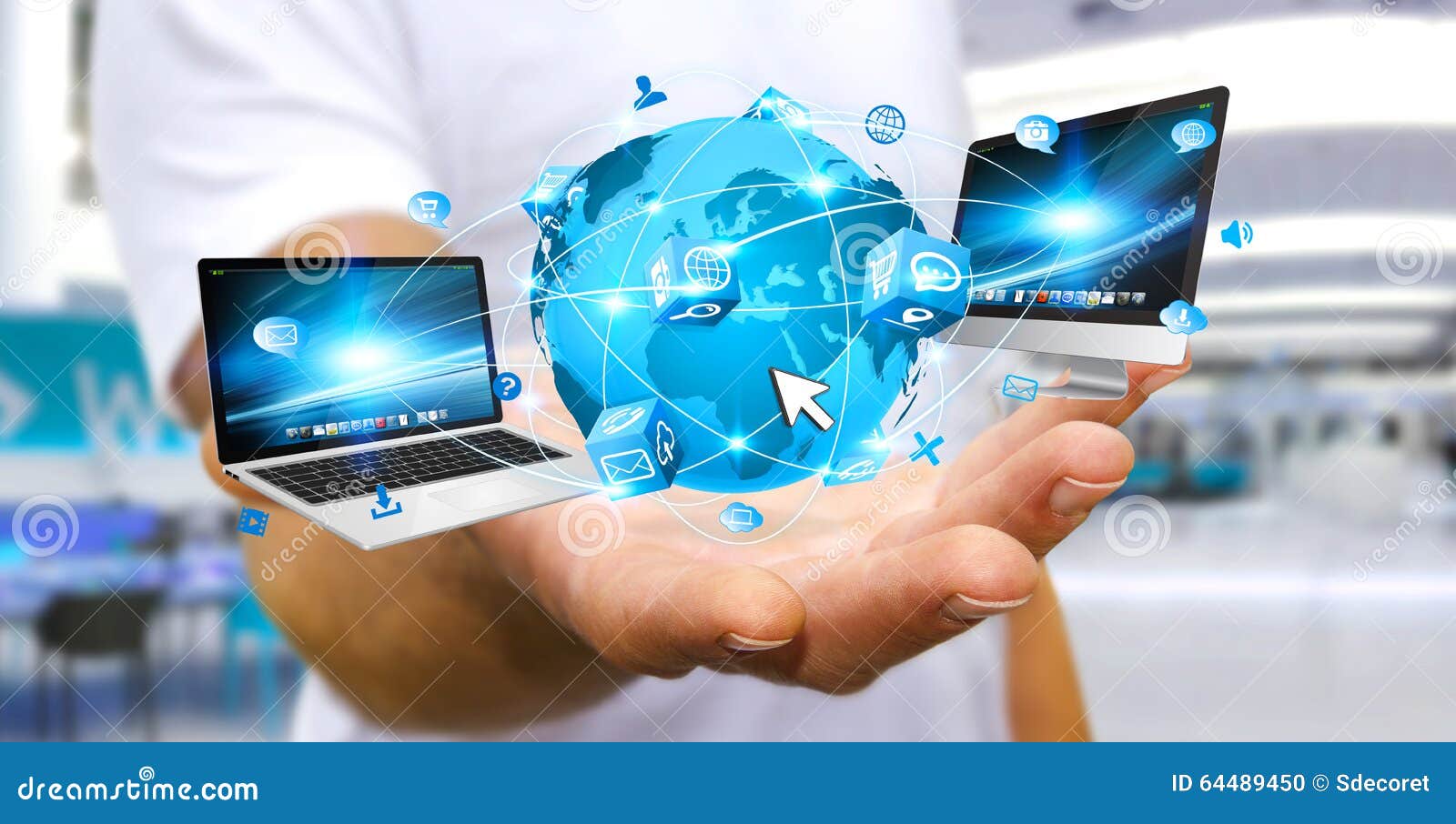 Businessman Connecting Tech Devices Stock Illustration - Illustration ...