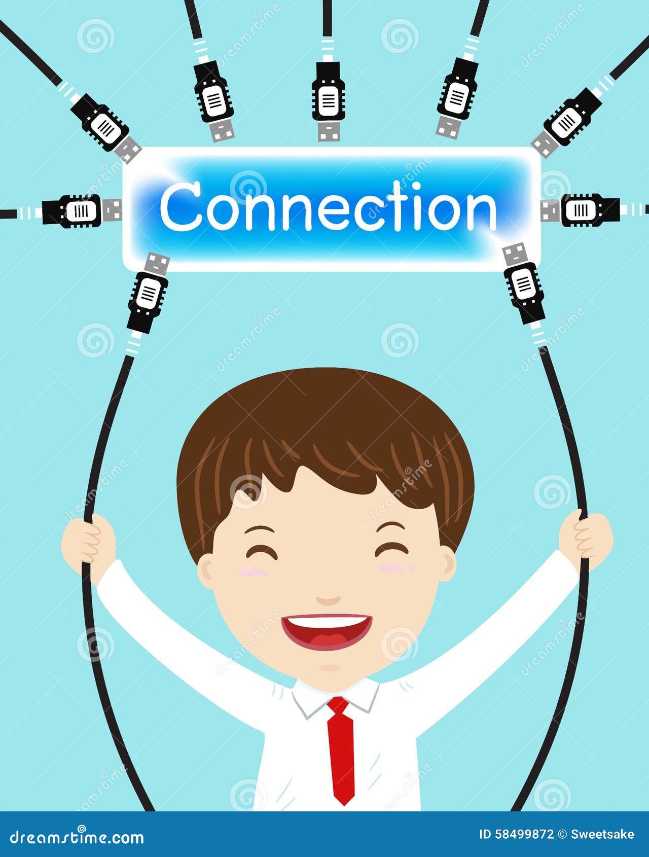Businessman connecting stock illustration. Illustration of cartoon ...