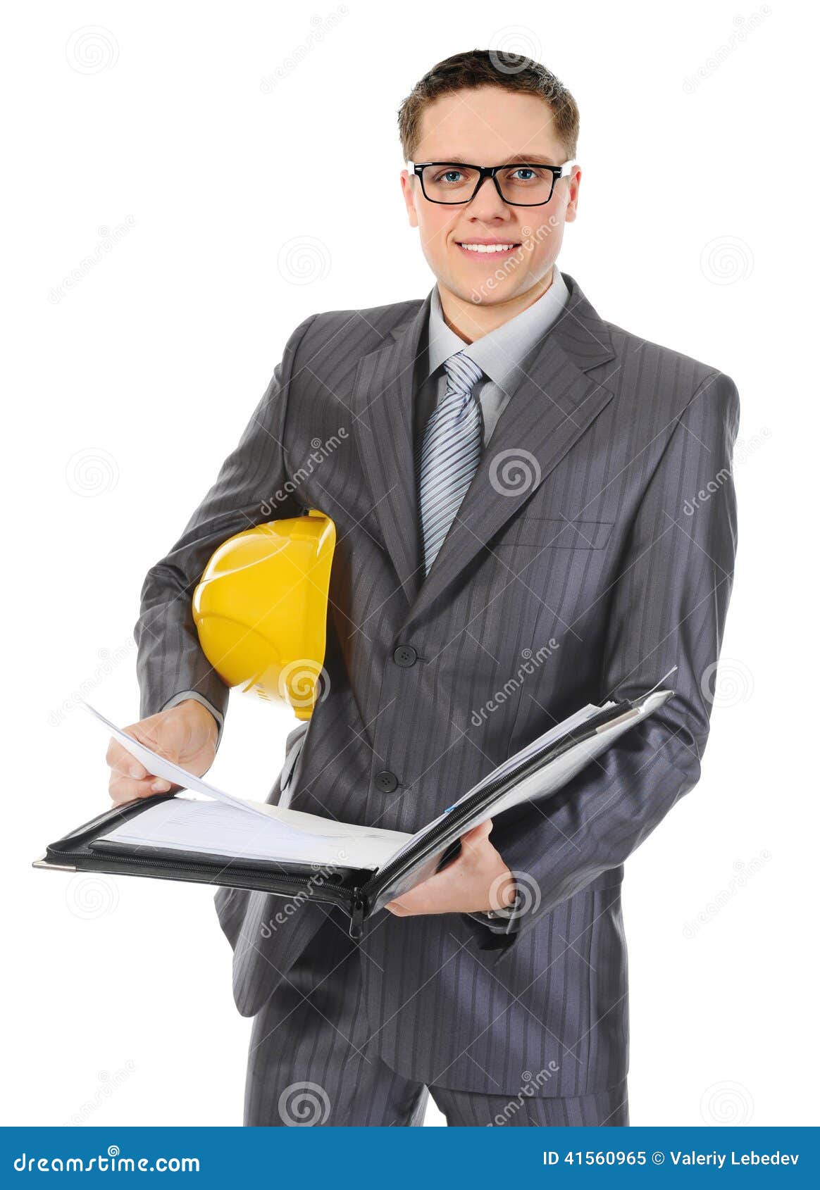 Businessman with Construction Helmet Stock Image - Image of ...
