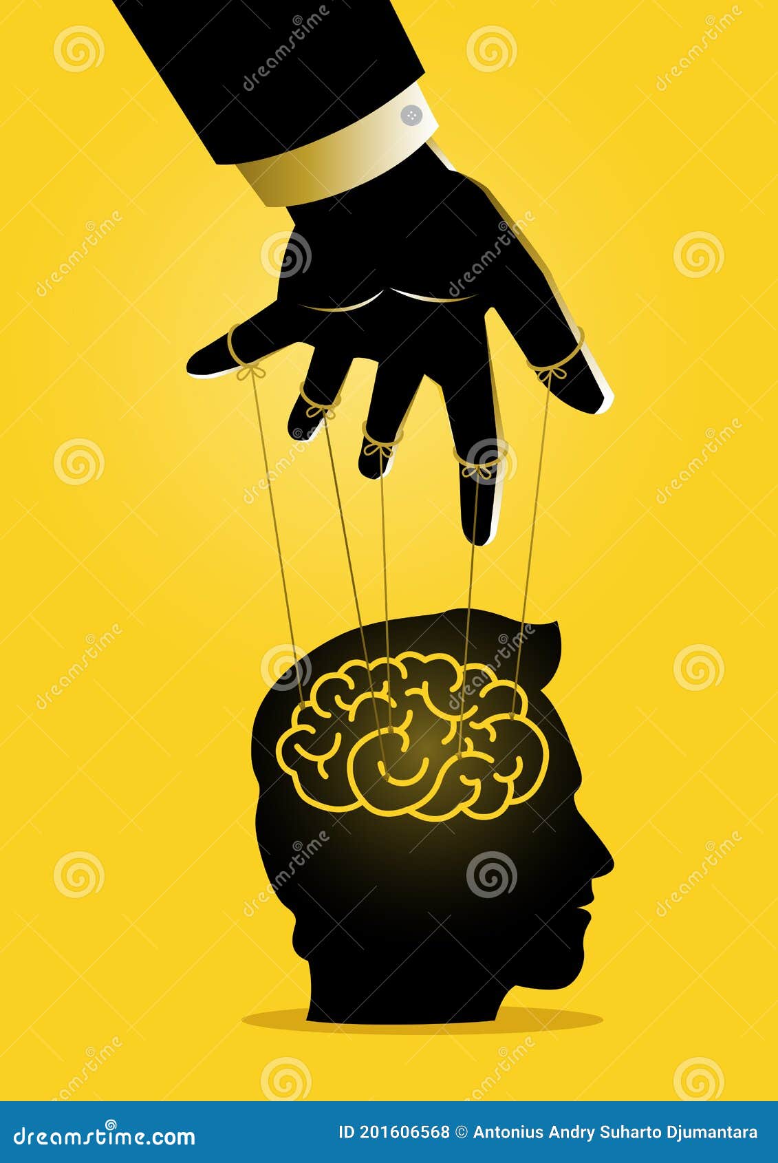 Businessman Control Mans Mind Stock Vector - Illustration of silhouette ...