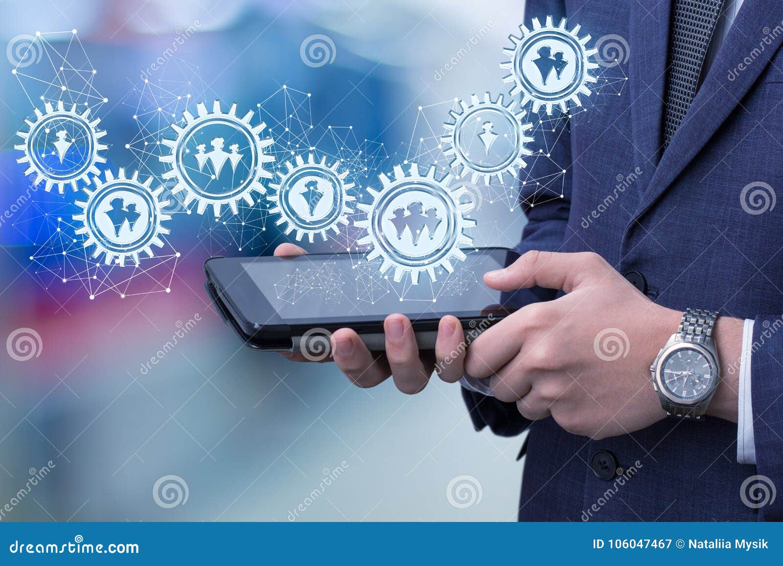 Businessman Controls the Command Mechanism . Stock Image - Image of ...