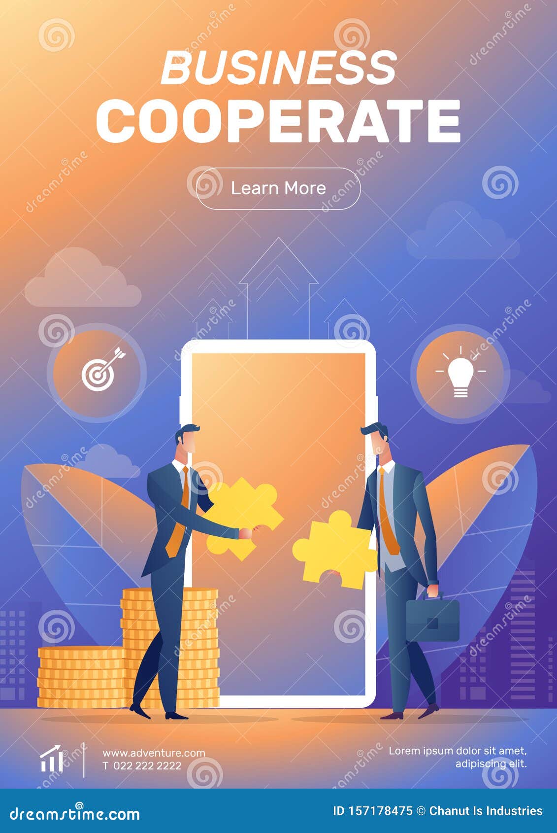 Businessman Cooperate Startup Team Poster Layout Stock Vector ...