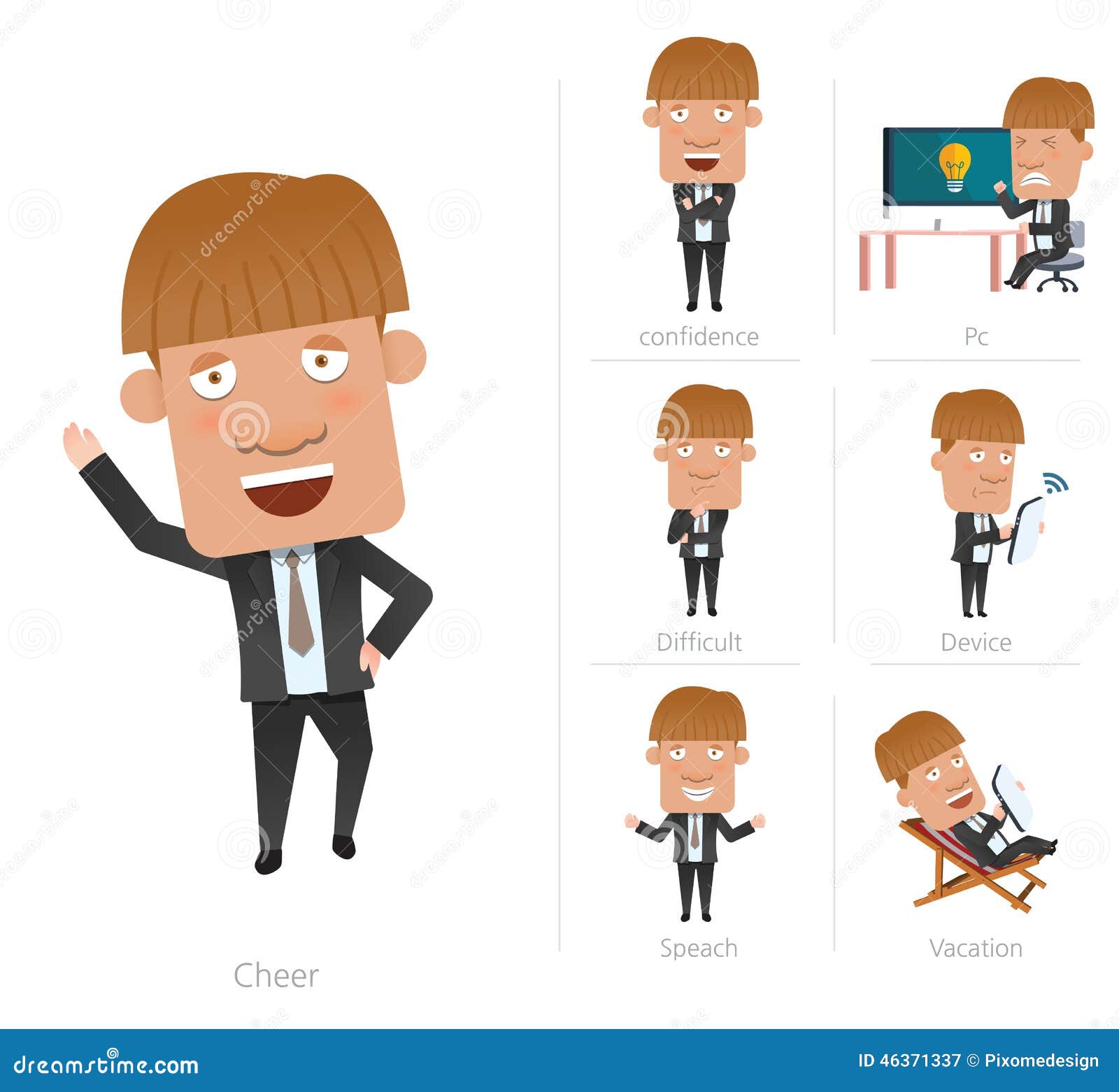 Businessman Corporate Life Flat Design 7set-employee Stock Vector ...