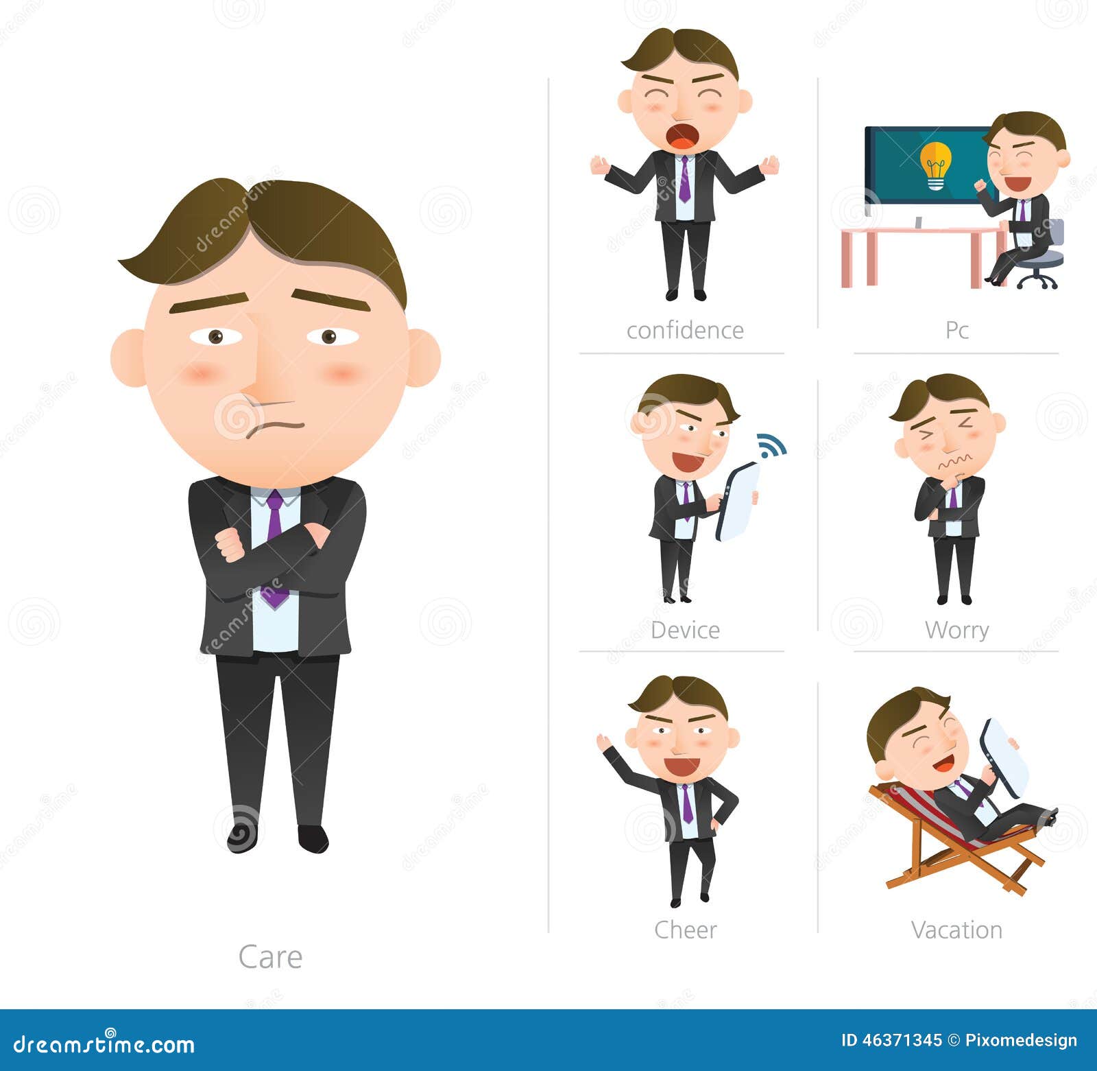 Businessman Corporate Life Flat Design 7set-employee Stock Vector ...
