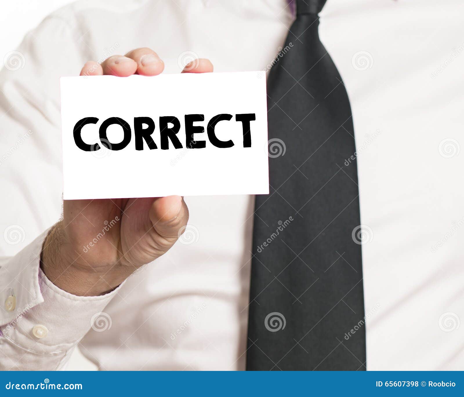 Businessman with Correct Text Stock Photo - Image of business, sign ...