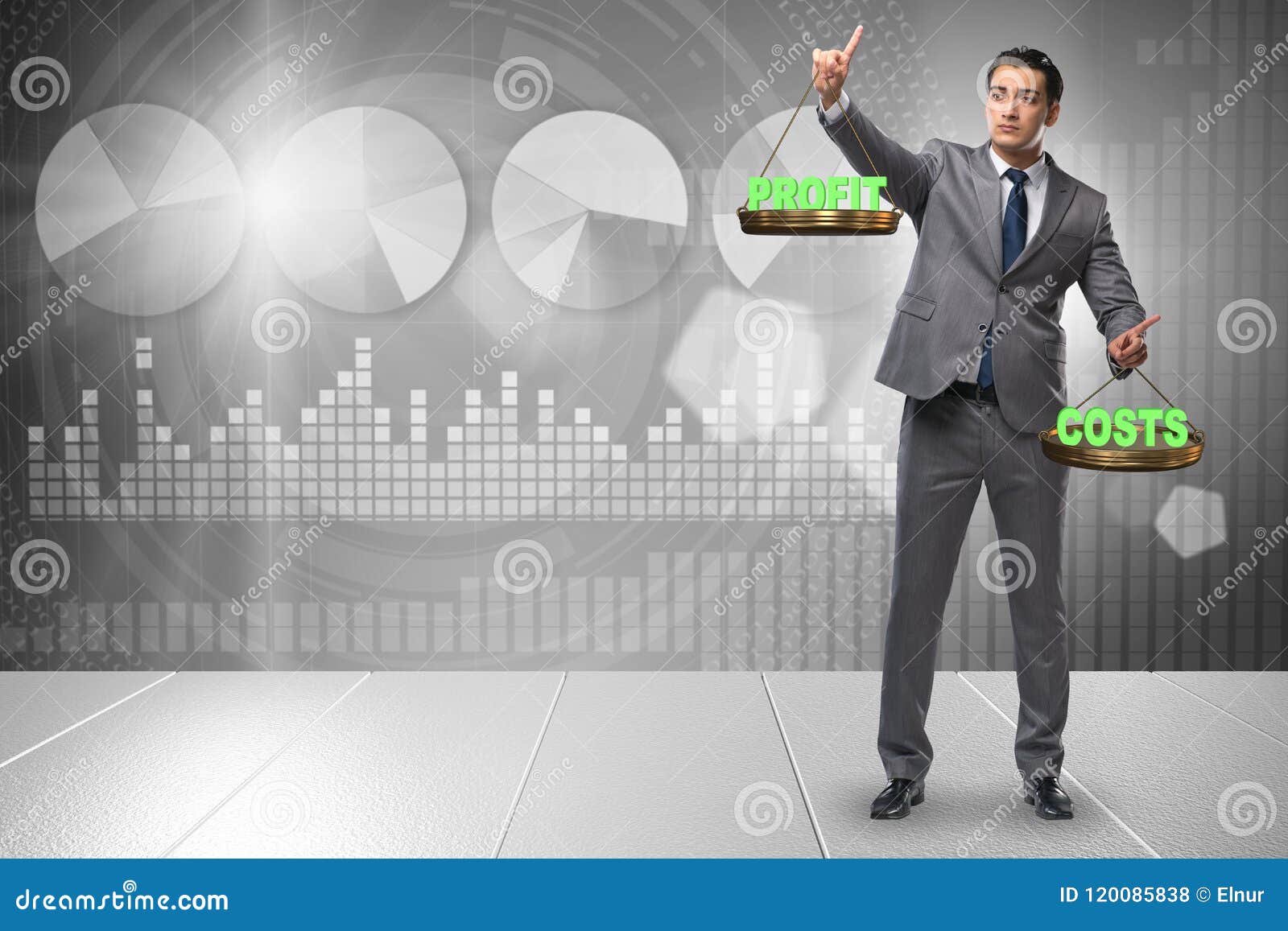 The Businessman in Cost Benefit Balance Concept Stock Illustration ...